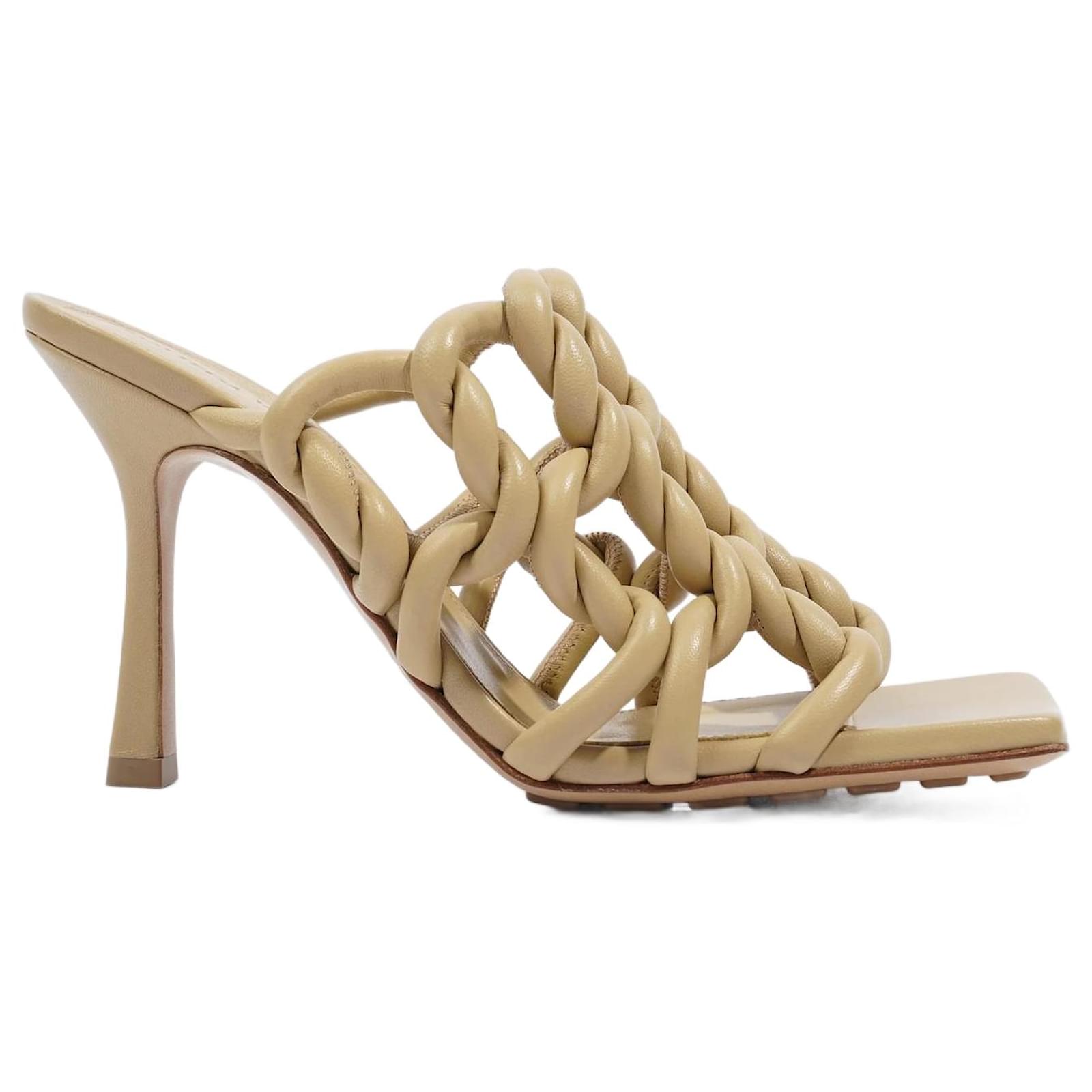 Bottega Veneta Stretch Twist Mule Beige Leather EU 37 uk 4 ref.1035034 ...