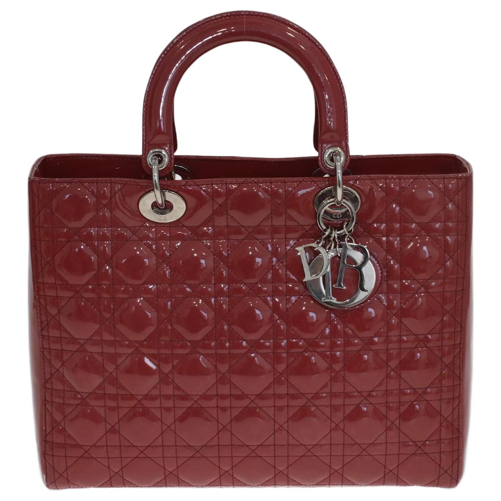Christian Dior RED/Sac à poignée supérieure Lady Dior moyen Cannage ...