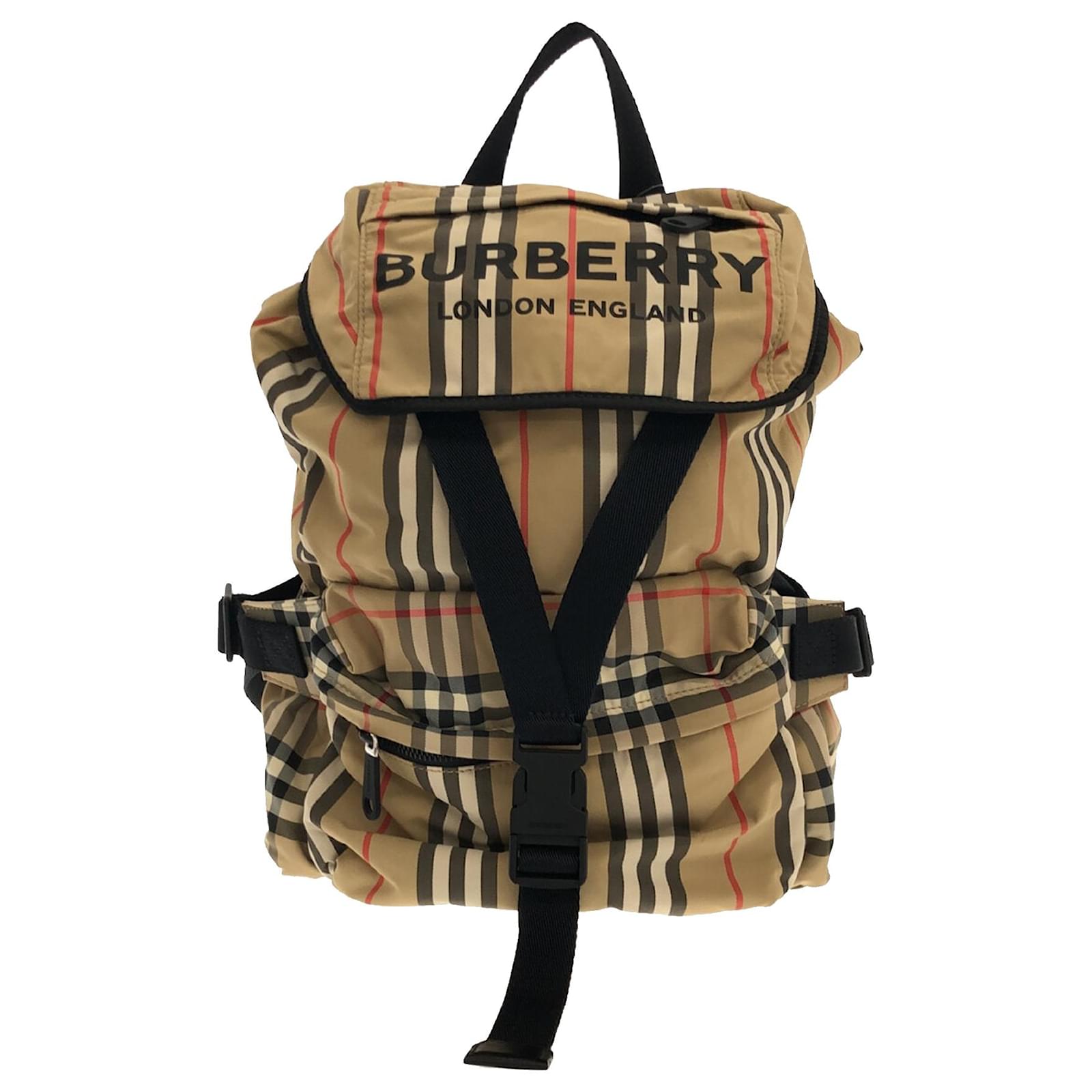 Burberry Brown Vintage Check Nylon Backpack Beige Cloth ref.1036425 ...