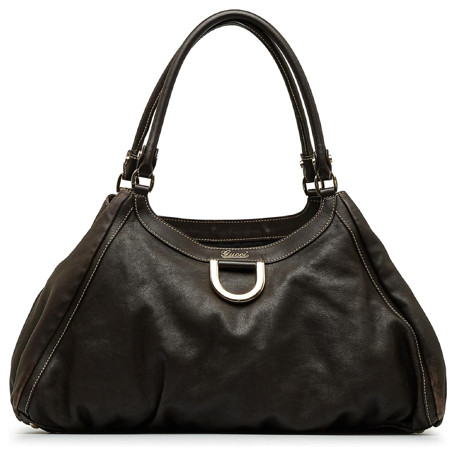 Gucci Brown Abbey D-Ring Handbag Dark brown Leather Pony-style calfskin ...
