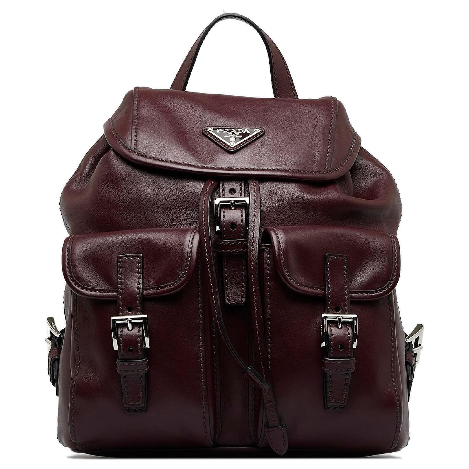 Prada Red Glace Calf Backpack Leather Pony-style calfskin ref.1036455 ...