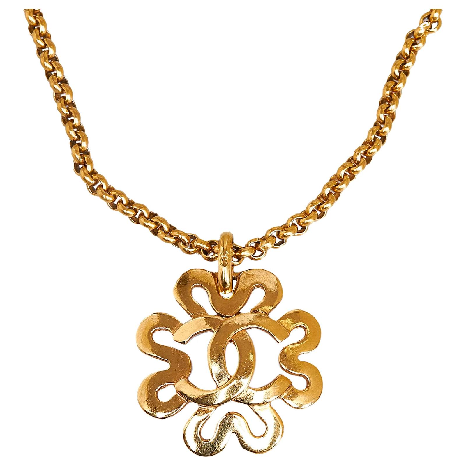 Chanel Gold CC Pendant Necklace Golden Metal Gold-plated ref.1038334 ...