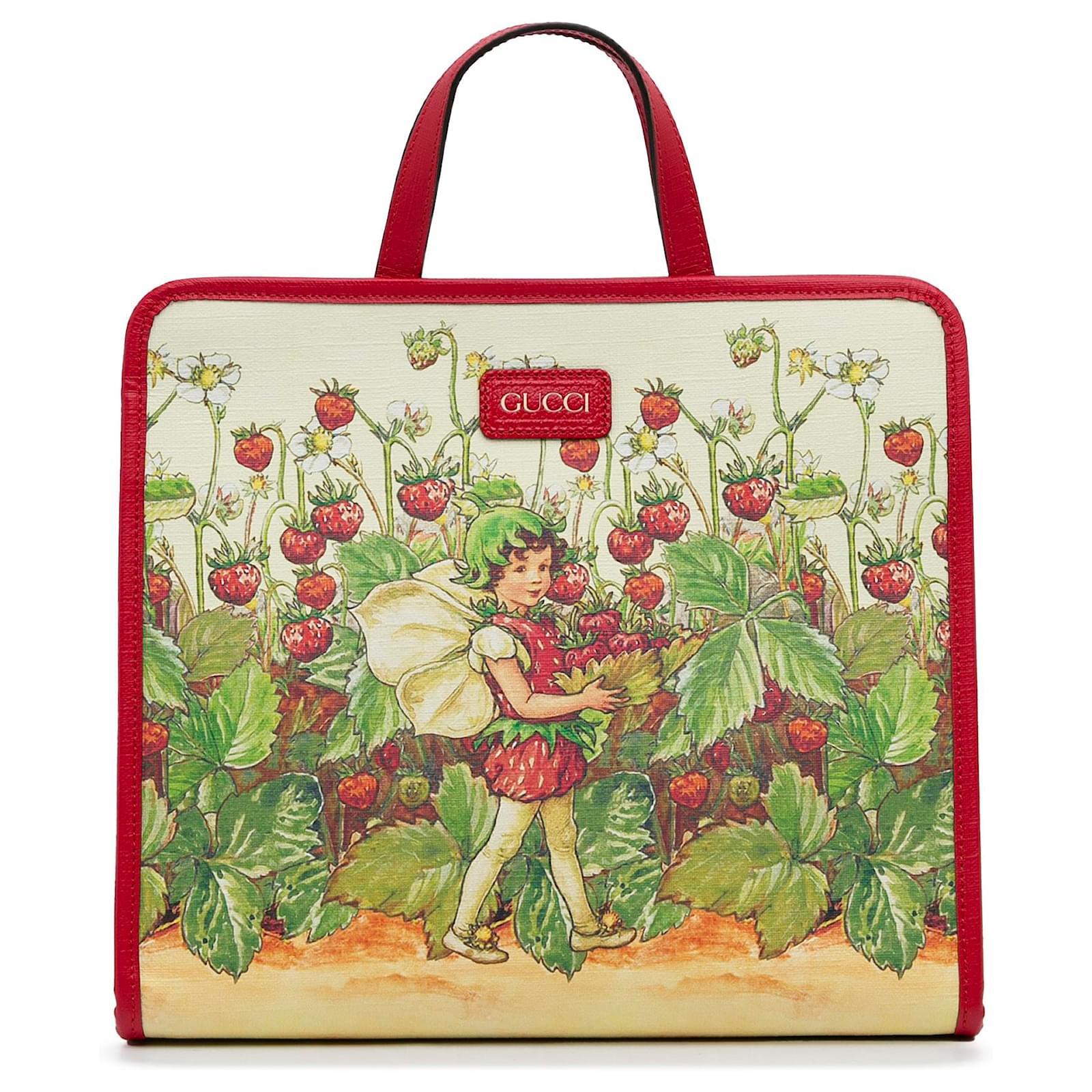 Gucci Red Kids Strawberry Fairy Tote Bag Cloth Cloth ref.1039506 - Joli ...
