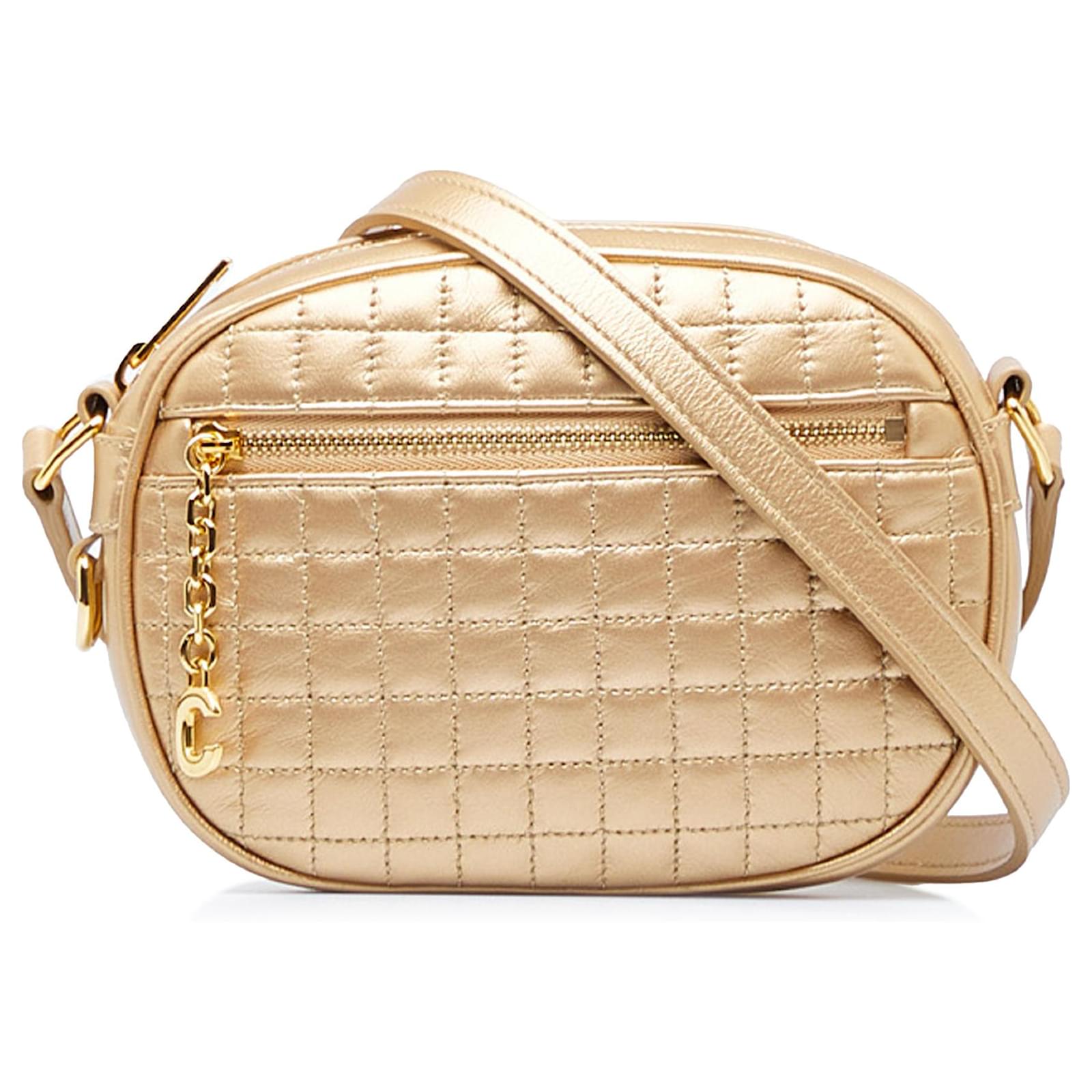Céline Celine Gold C Charm Crossbody Bag Golden Leather Pony-style ...