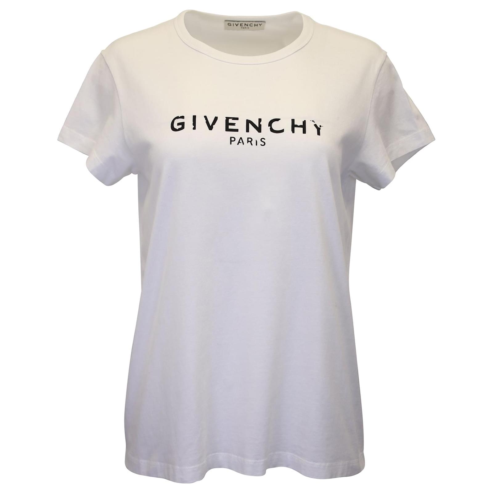 Givenchy Logo Printed Crewneck T-Shirt in White Cotton ref.1039685 ...