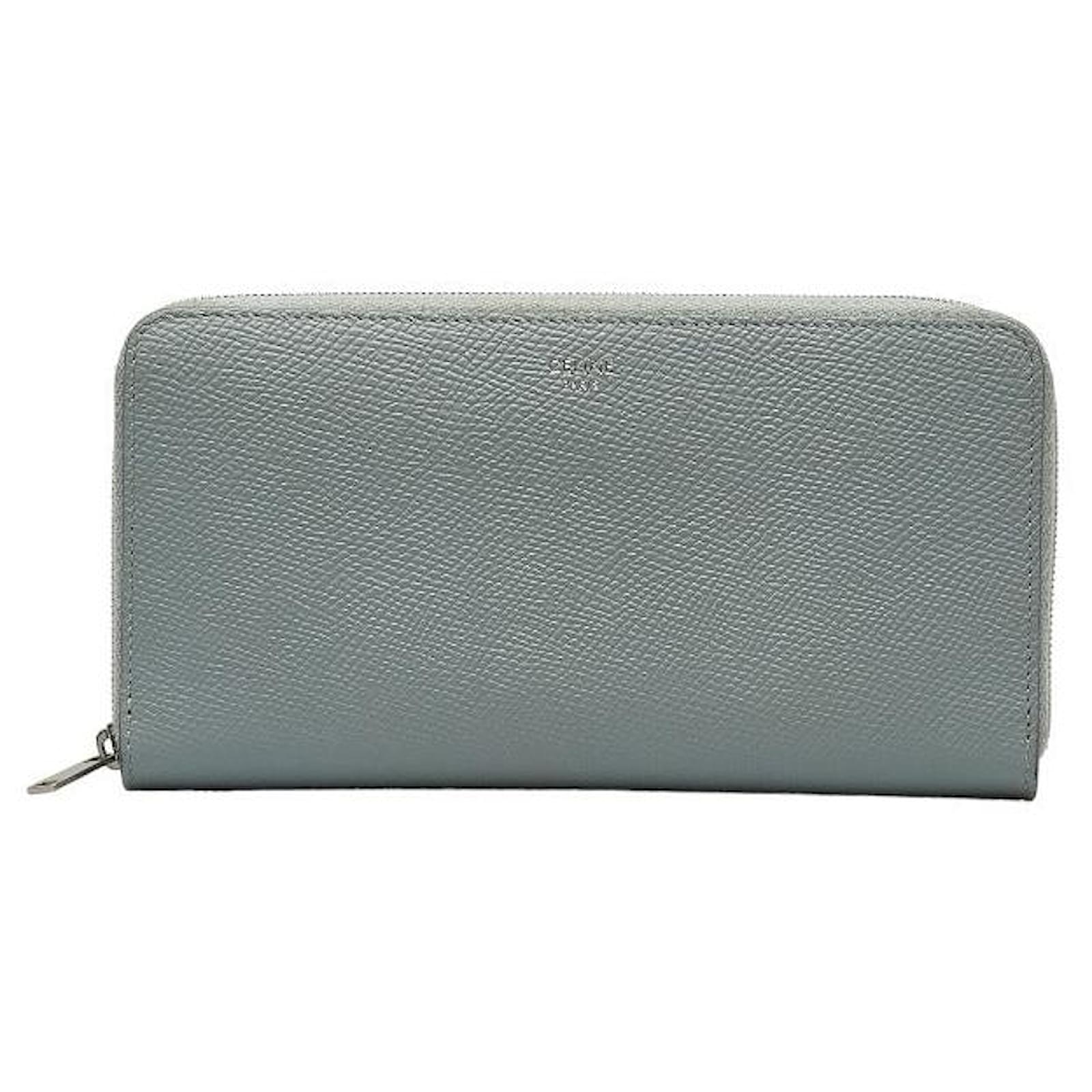 Céline Leather zip around wallet Grey Pony-style calfskin ref.1039804 ...