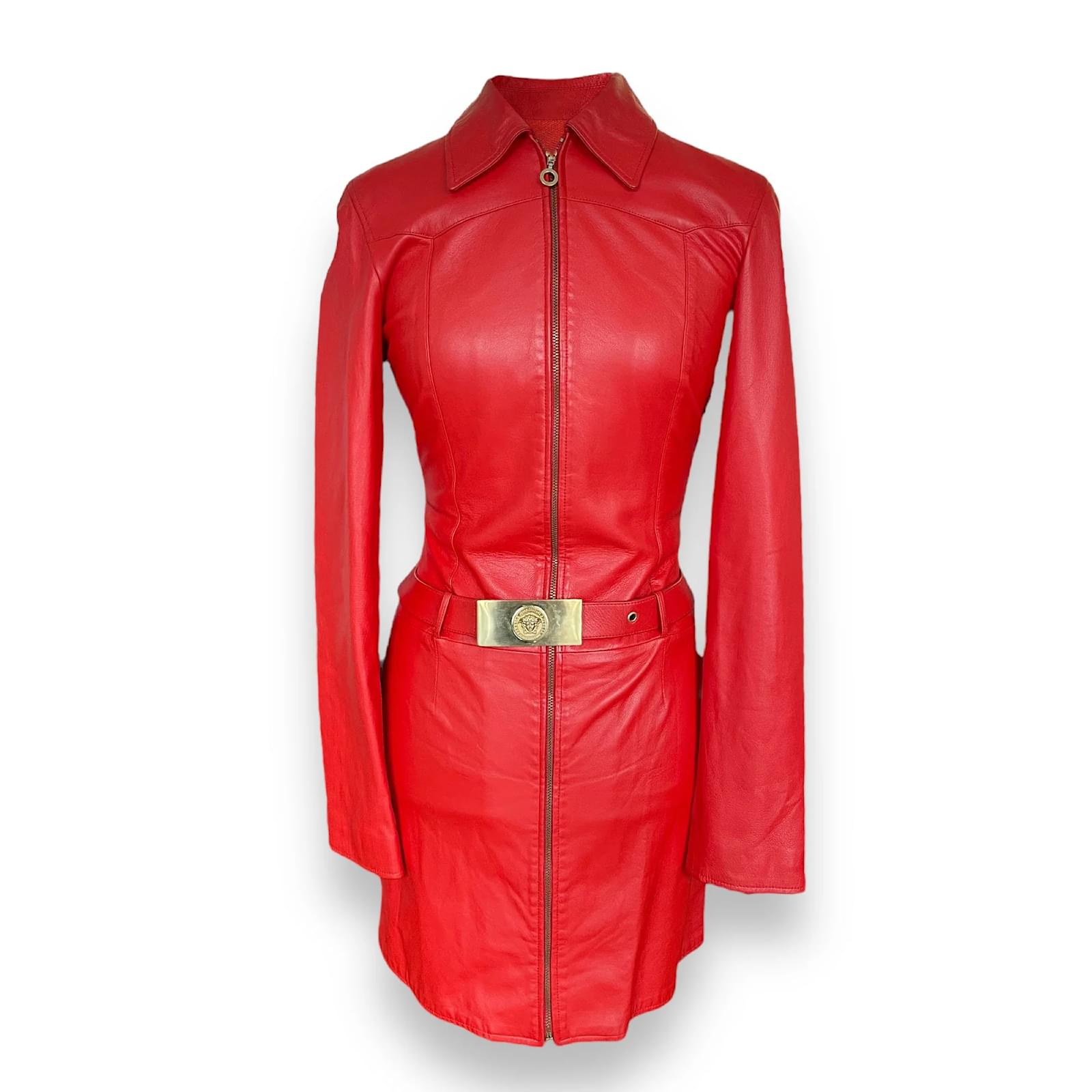 VERSACE Coats Red Leather ref.1040220 - Joli Closet