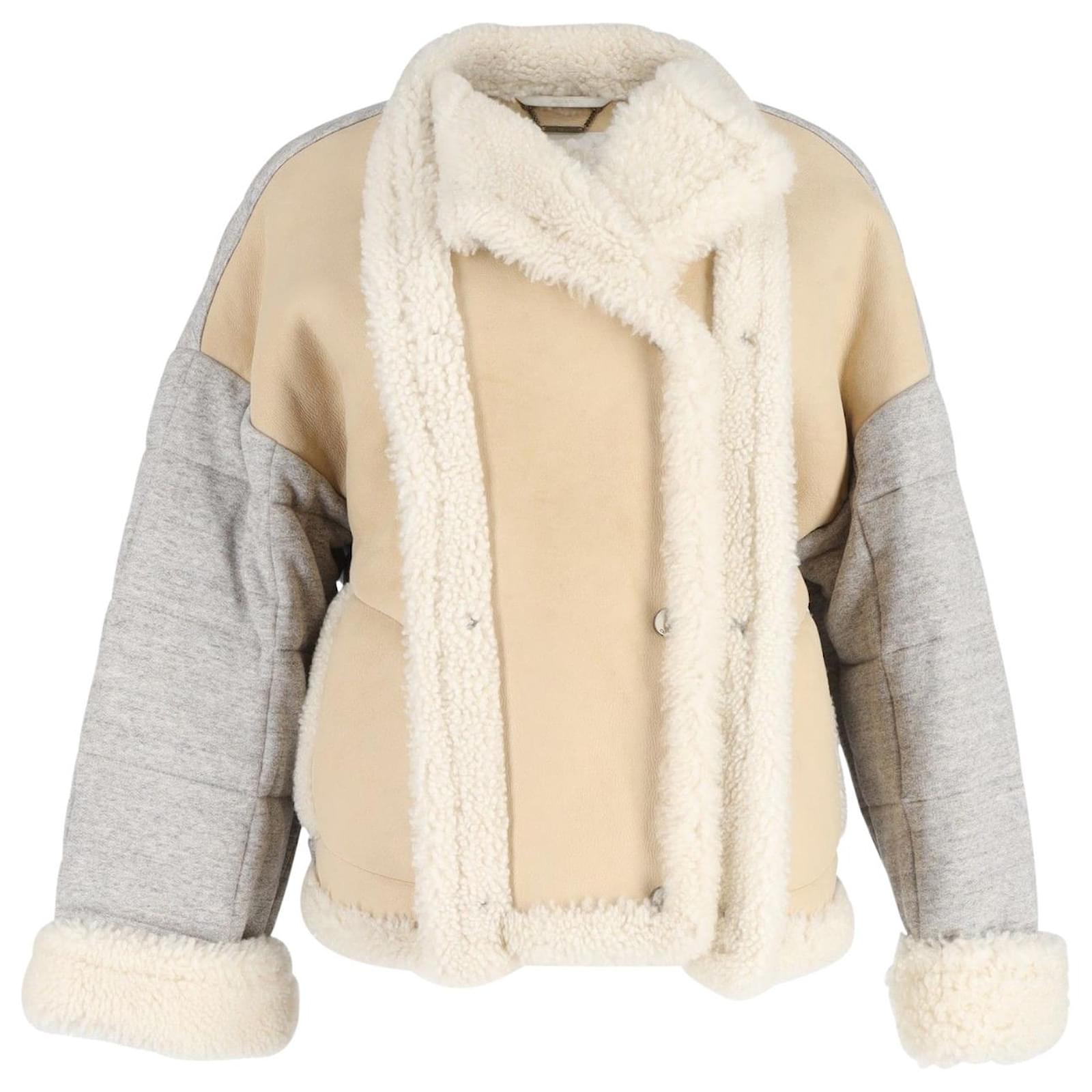 Chloé Chloe Oversized Jacket in Cream Shearling And Quilted Cotton ...