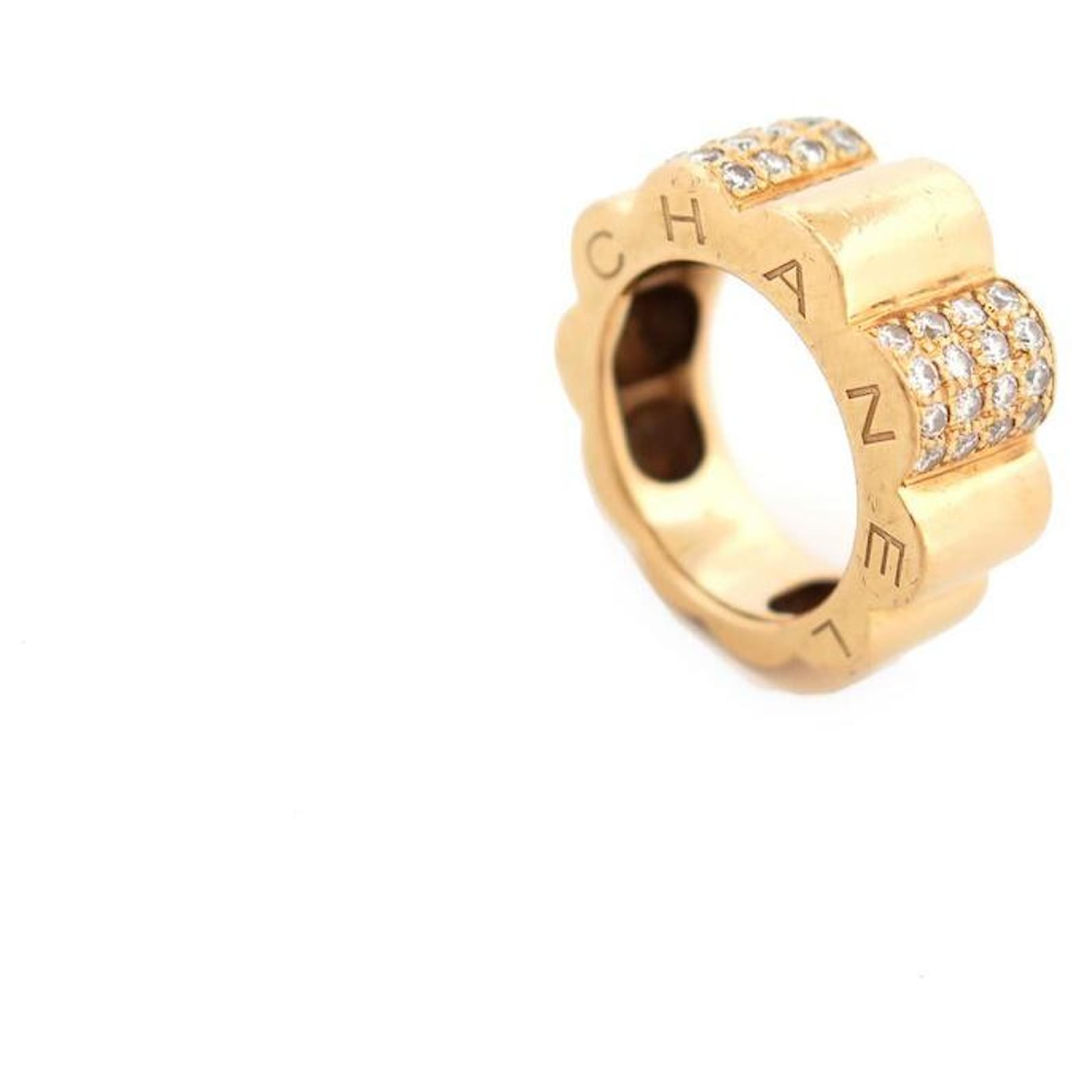 BAGUE CHANEL PROFIL DE CAMELIA OR JAUNE 18K DIAMANTS 0.68CT 13GR GOLD ...