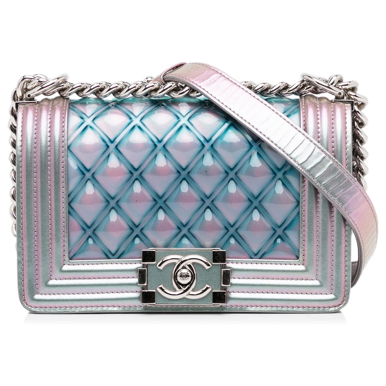 Chanel Blue Small Iridescent Boy Bag Plastic ref.1025536 - Joli Closet