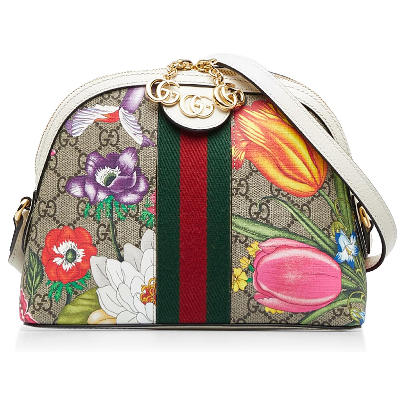 Gucci Brown Small GG Supreme Flora Ophidia Dome Multiple colors Beige ...