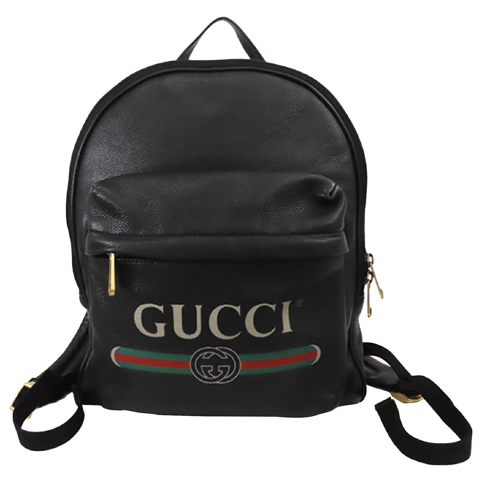 Gucci Black Gucci Logo Backpack Leather Pony-style calfskin ref.1044924 ...