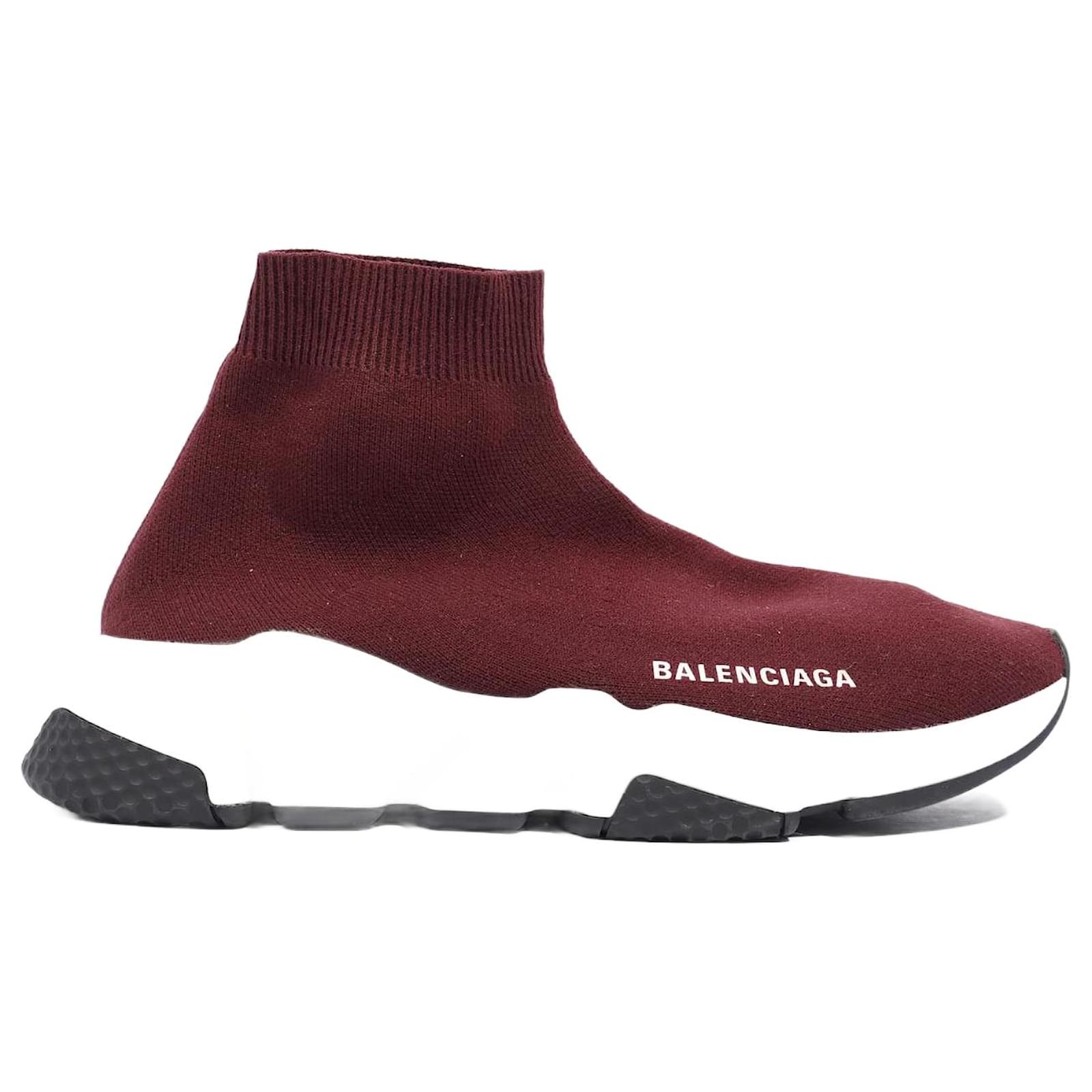 Balenciaga Speed Burgundy / White Cotton EU 37 Uk 4 Dark red Cloth ref ...