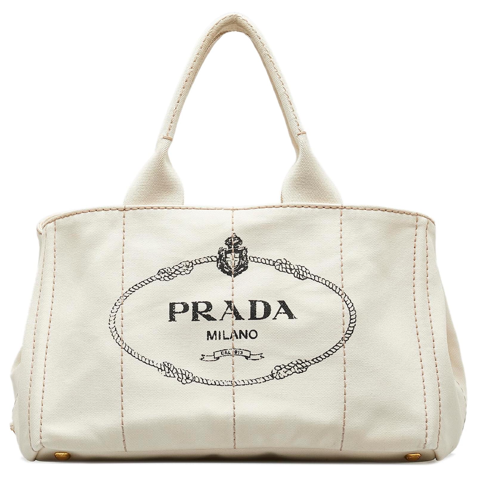Prada White Canapa Logo Satchel Cloth Cloth ref.1046726 - Joli Closet