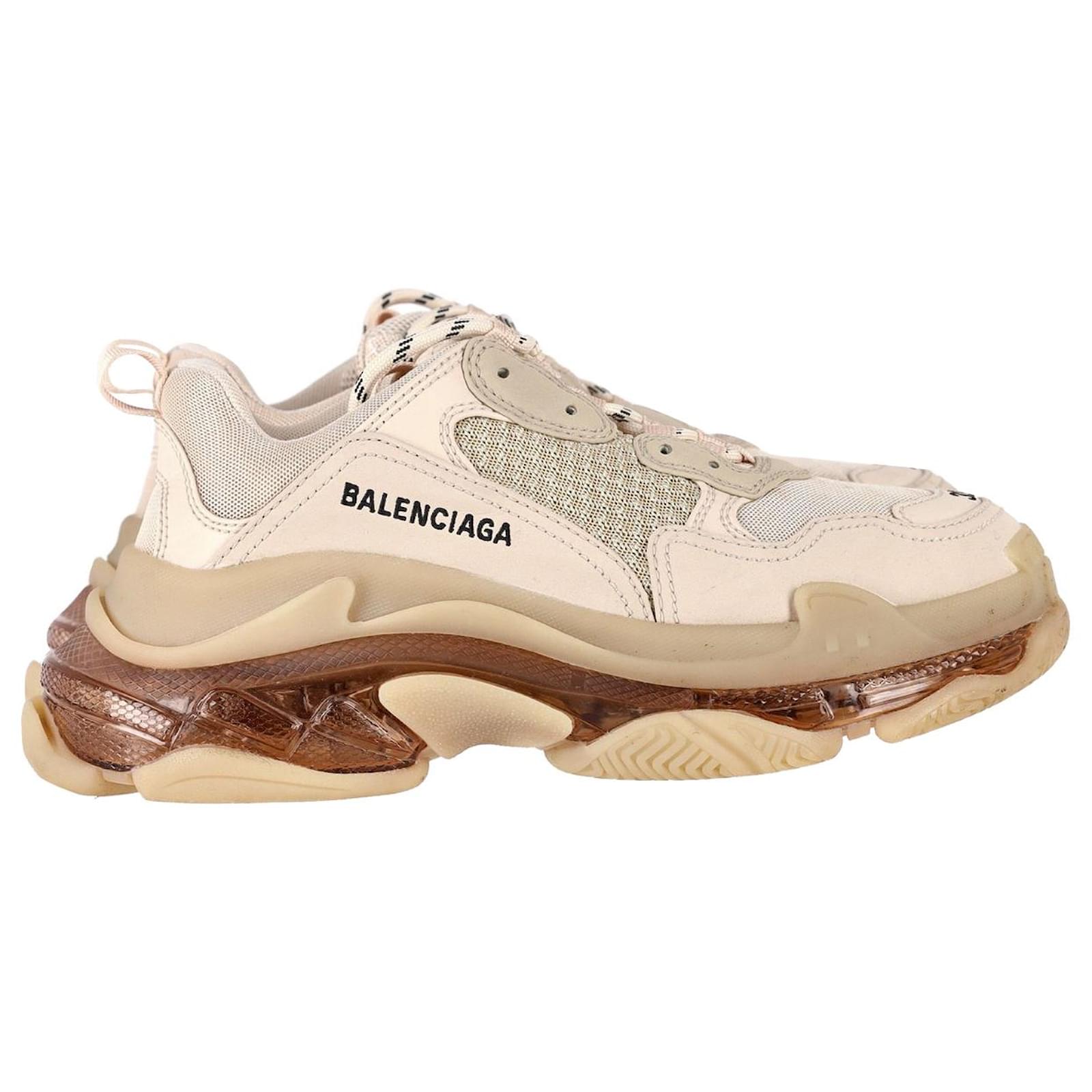Balenciaga Triple S Clear Sole Sneakers in Beige Polyester Brown ref ...