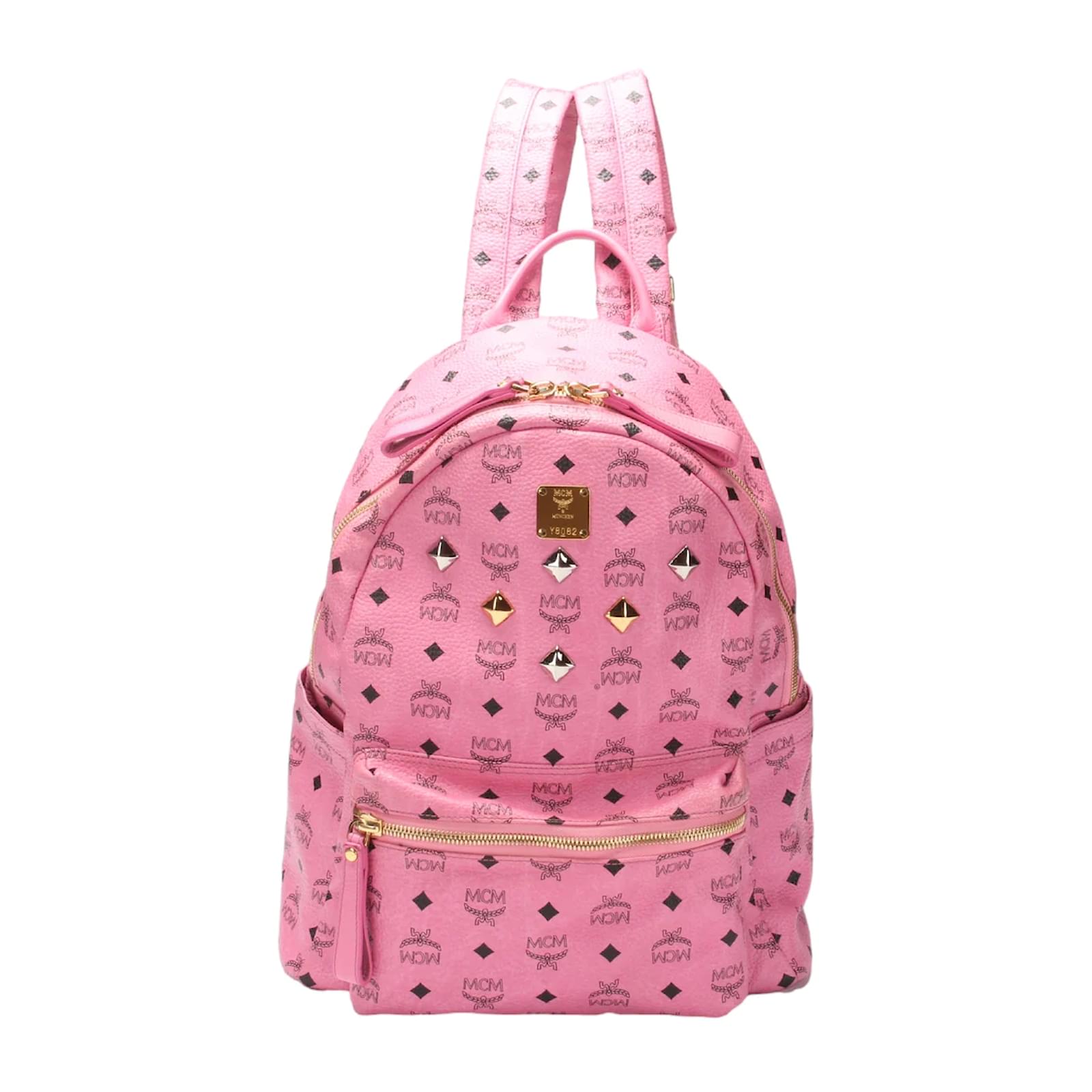 MCM Visetos Studded Stark Backpack Pink Cloth ref.1048785 - Joli Closet