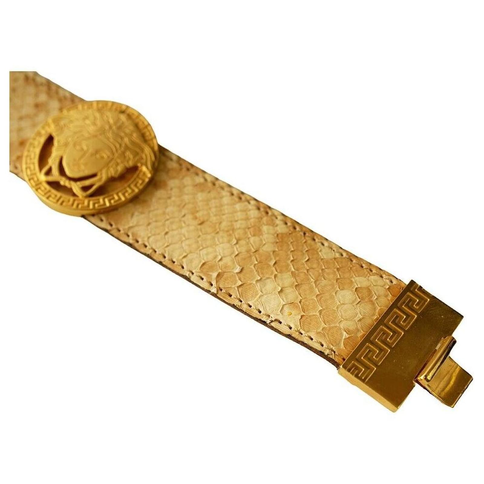 Versace Vintage Medusa Head Meander Bracelet en cuir peau de serpent ...
