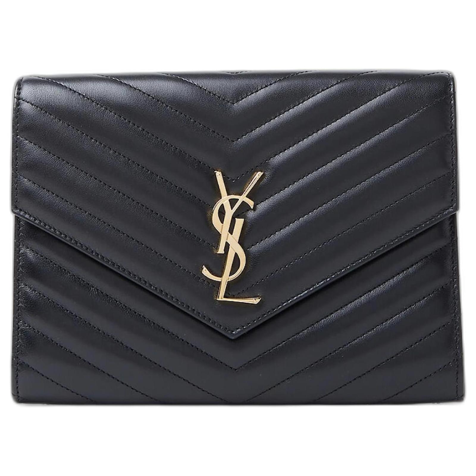 Saint Laurent YSL Envelope Pouch Black Leather ref.1052403 - Joli Closet