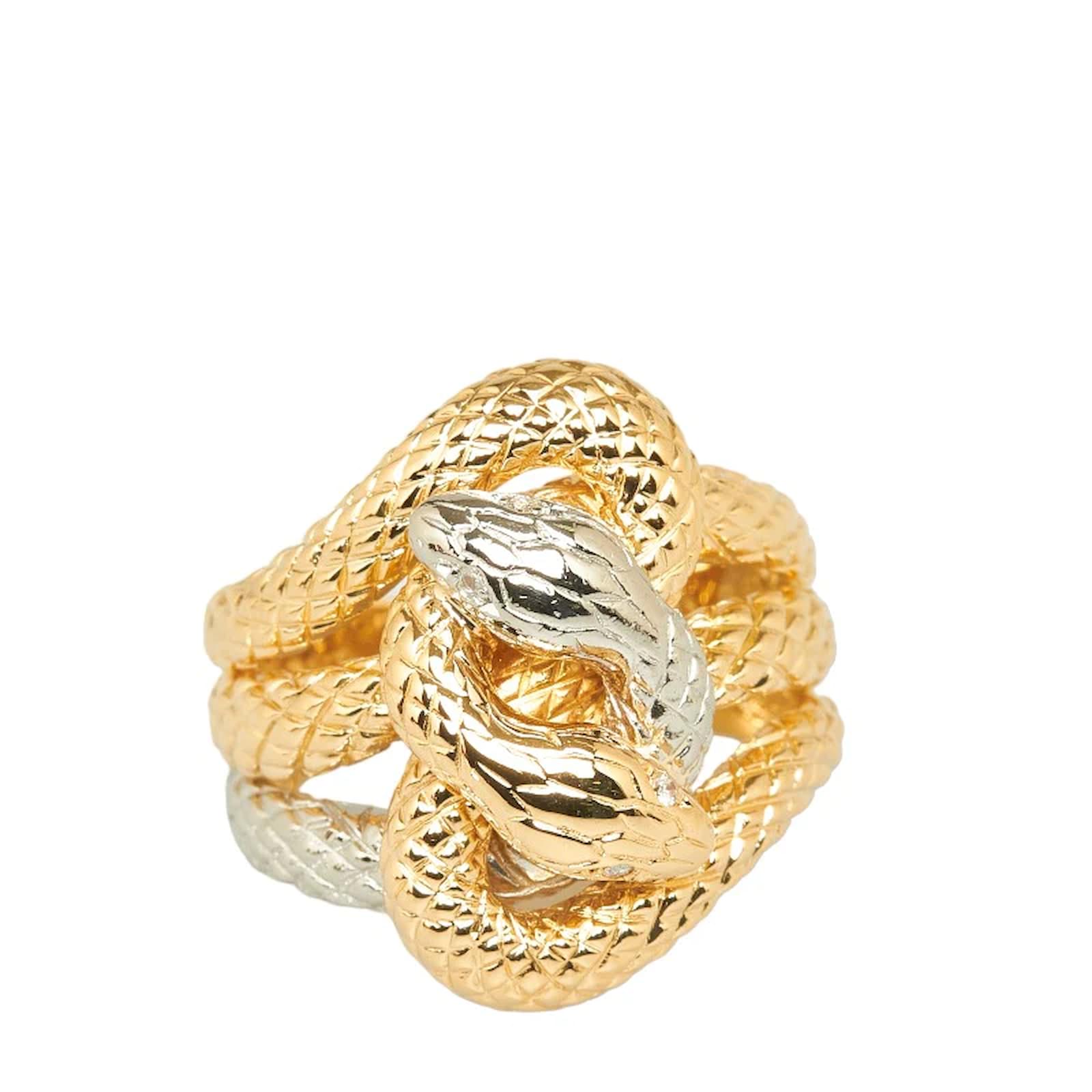 & Other Stories 18k Gold & Platinum Diamond Snake Ring Golden Metal ref ...