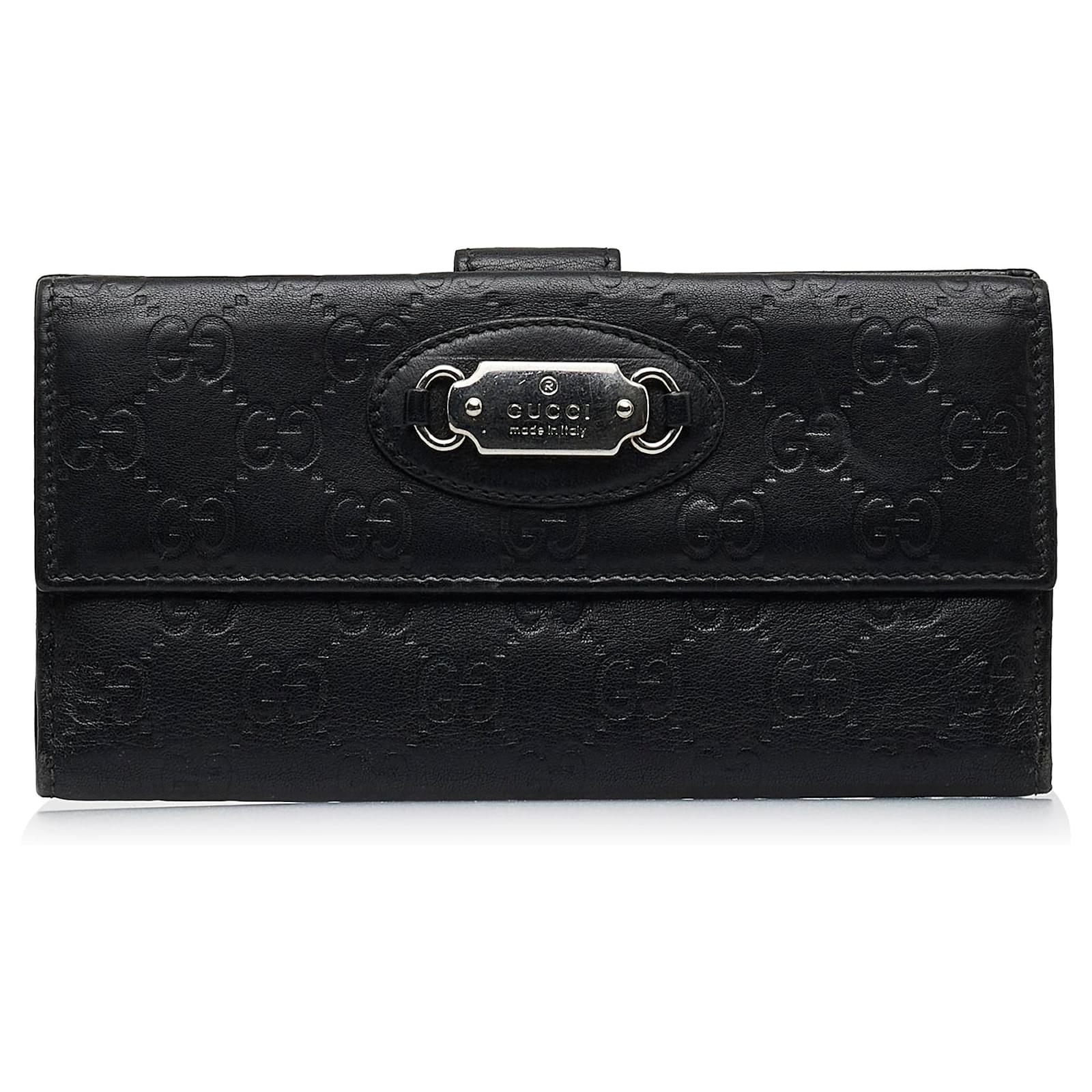 Gucci Black Guccissima Long Wallet Leather Pony-style calfskin ref ...