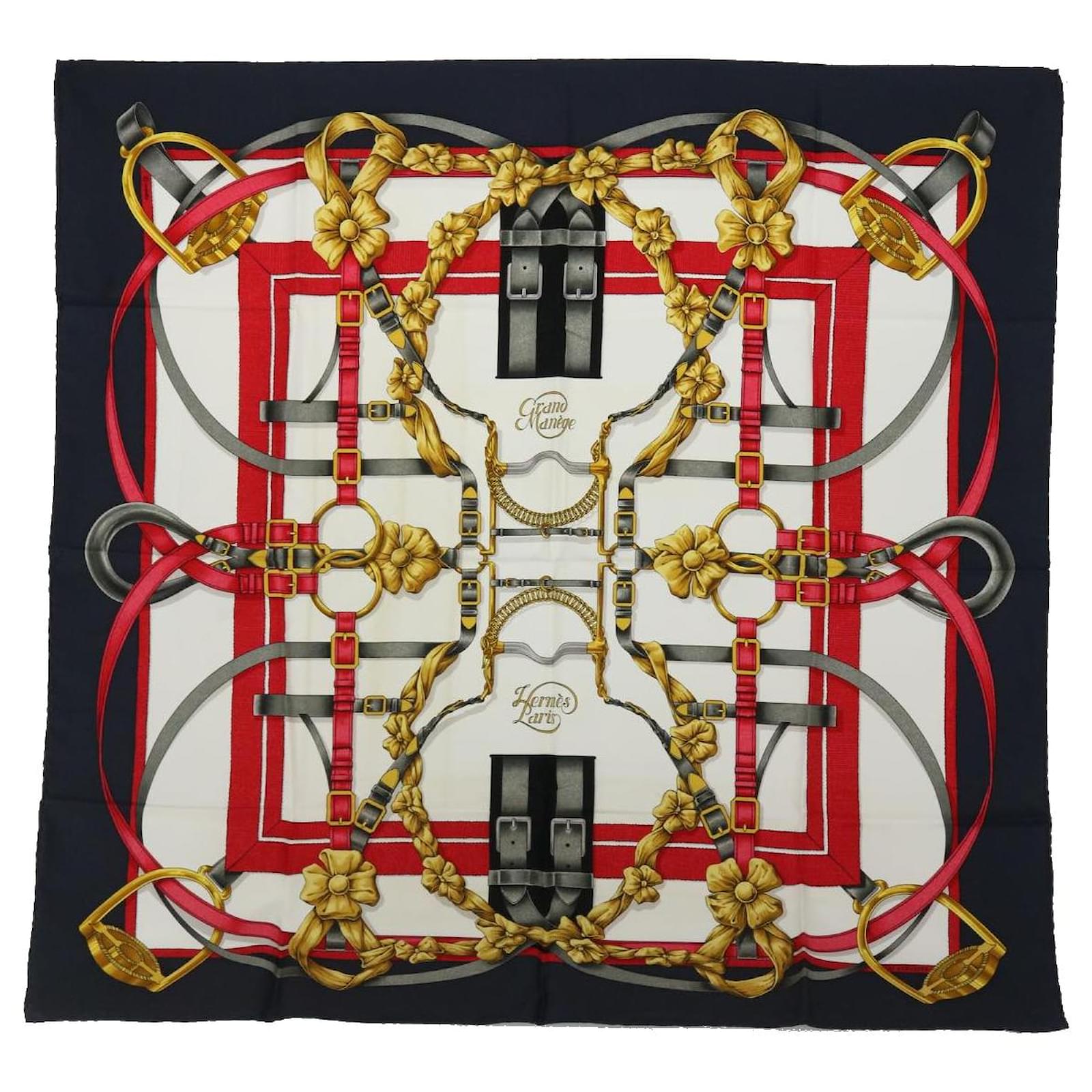 Hermès HERMES CARRE 90 Grand Manege Scarf Silk Navy Red Auth 52262 Navy blue ref.1054260 - Joli ...