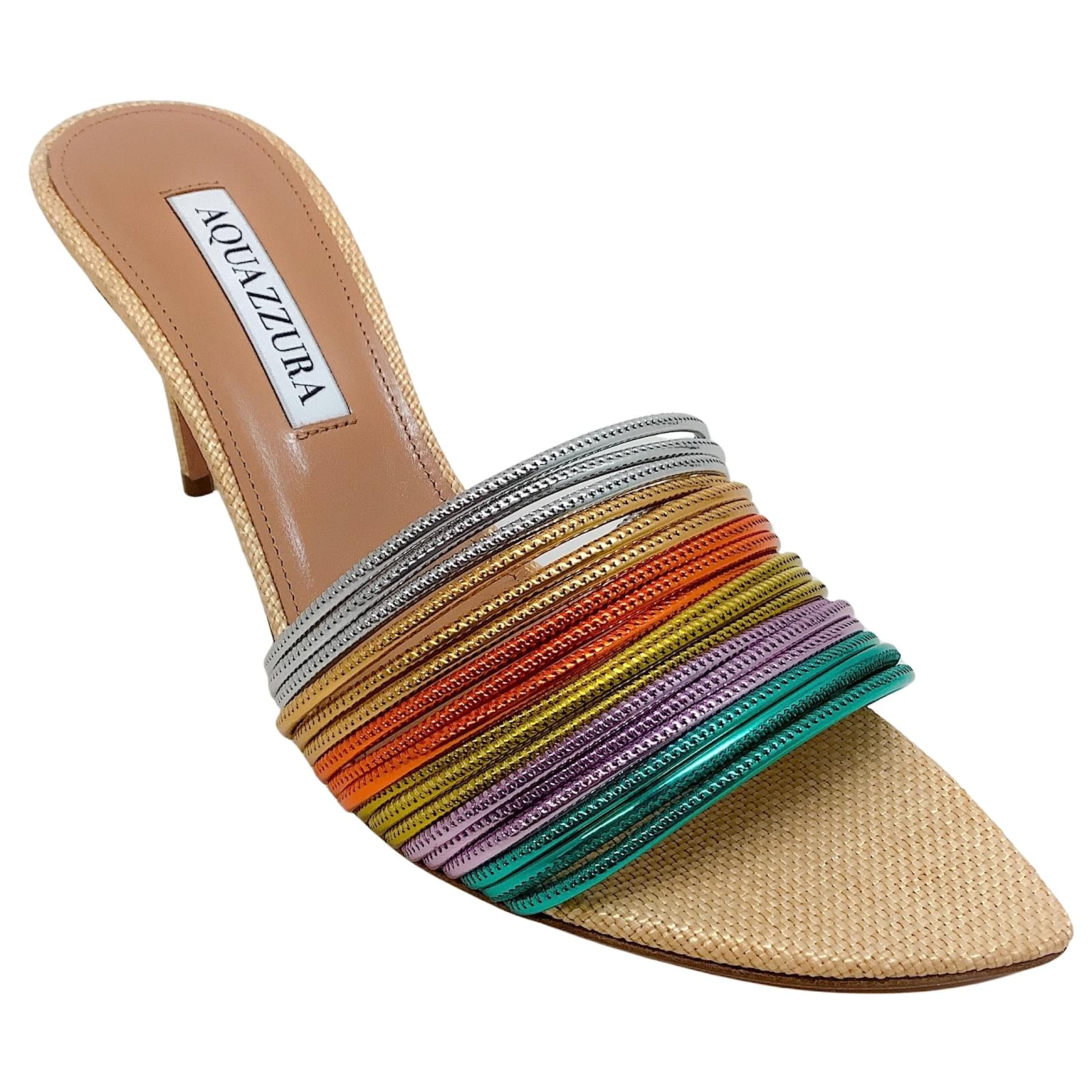 Aquazzura Pastel Rainbow Rendezvous Sandals Multiple colors Leather ref ...