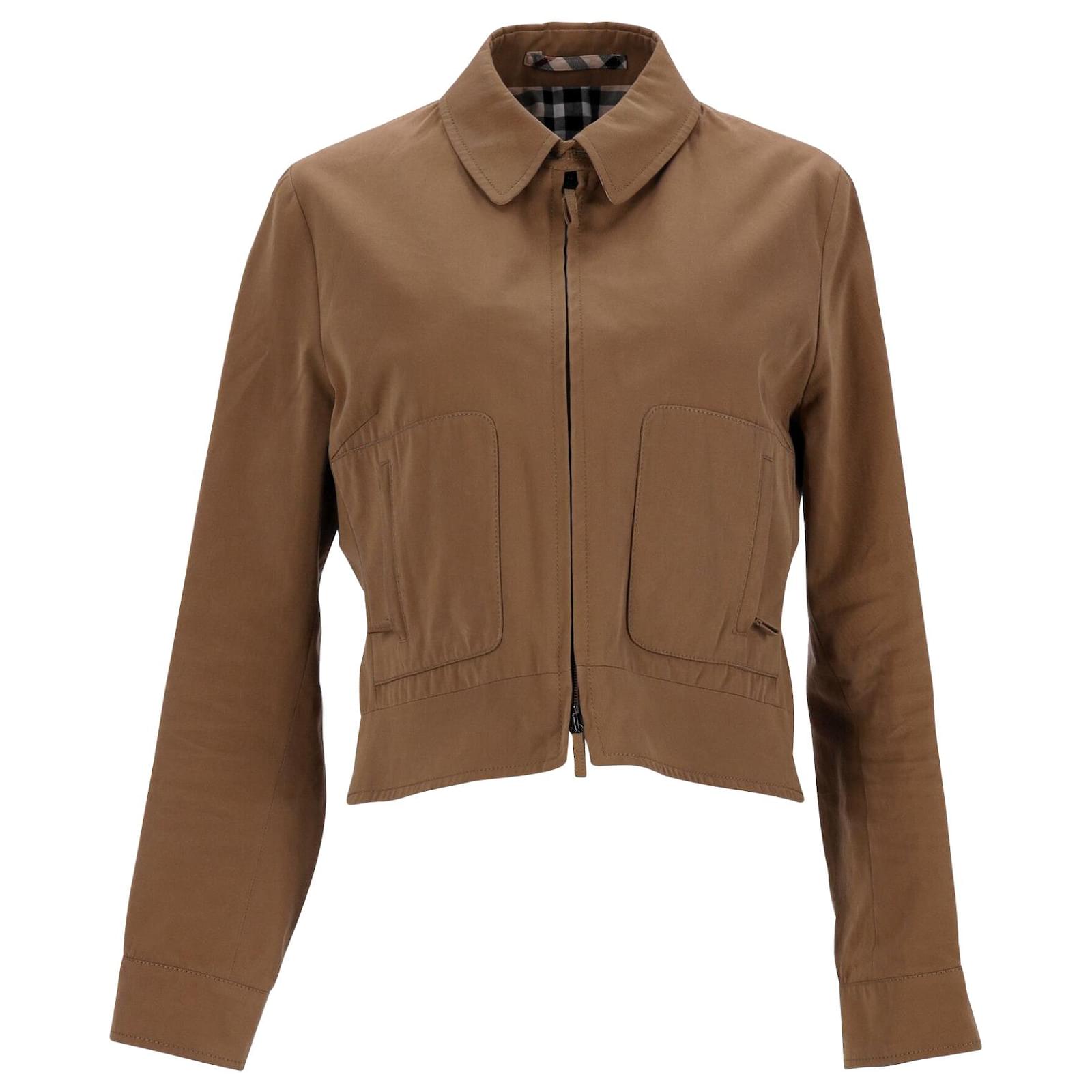 Burberry Zip-Up Collared Jacket in Brown Cotton ref.1054492 - Joli Closet