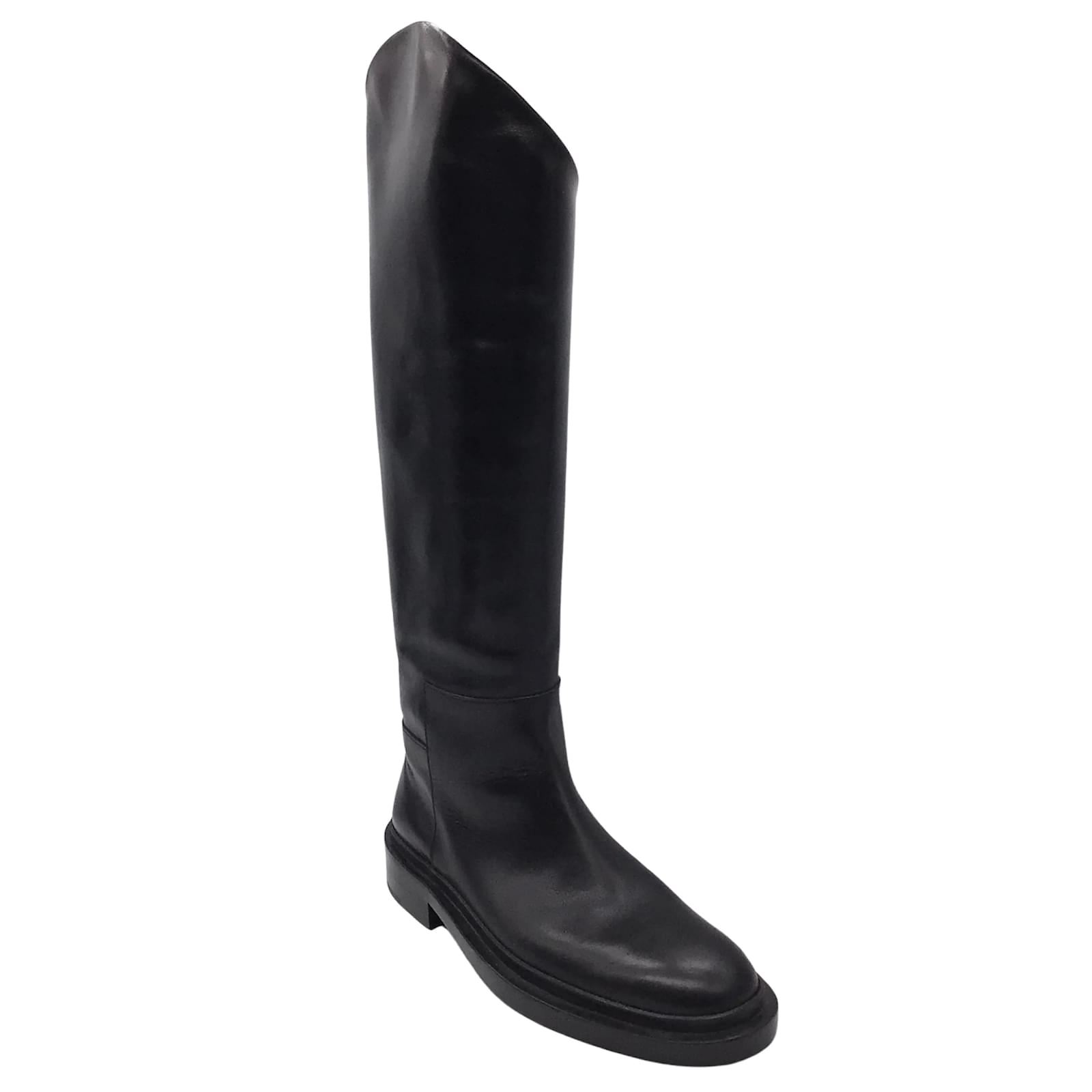 Jil Sander Black Tall Leather Equestrian Boots ref.1057029 - Joli Closet