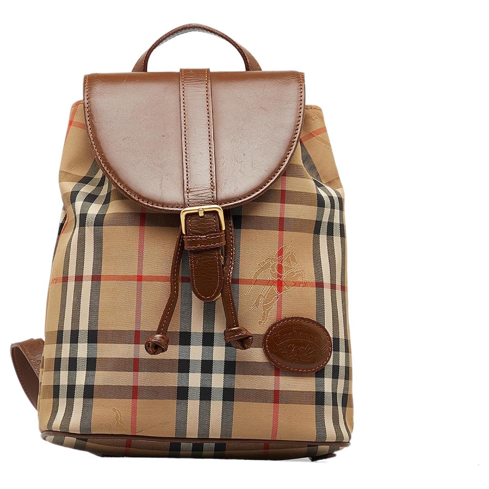 Burberry Brown Haymarket Check Backpack Beige Cloth Cloth ref.1057308 ...