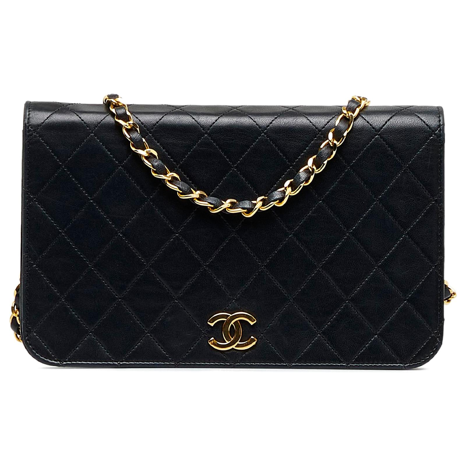 Chanel Black Small Matelasse Lambskin Chain Shoulder Bag Leather ref ...