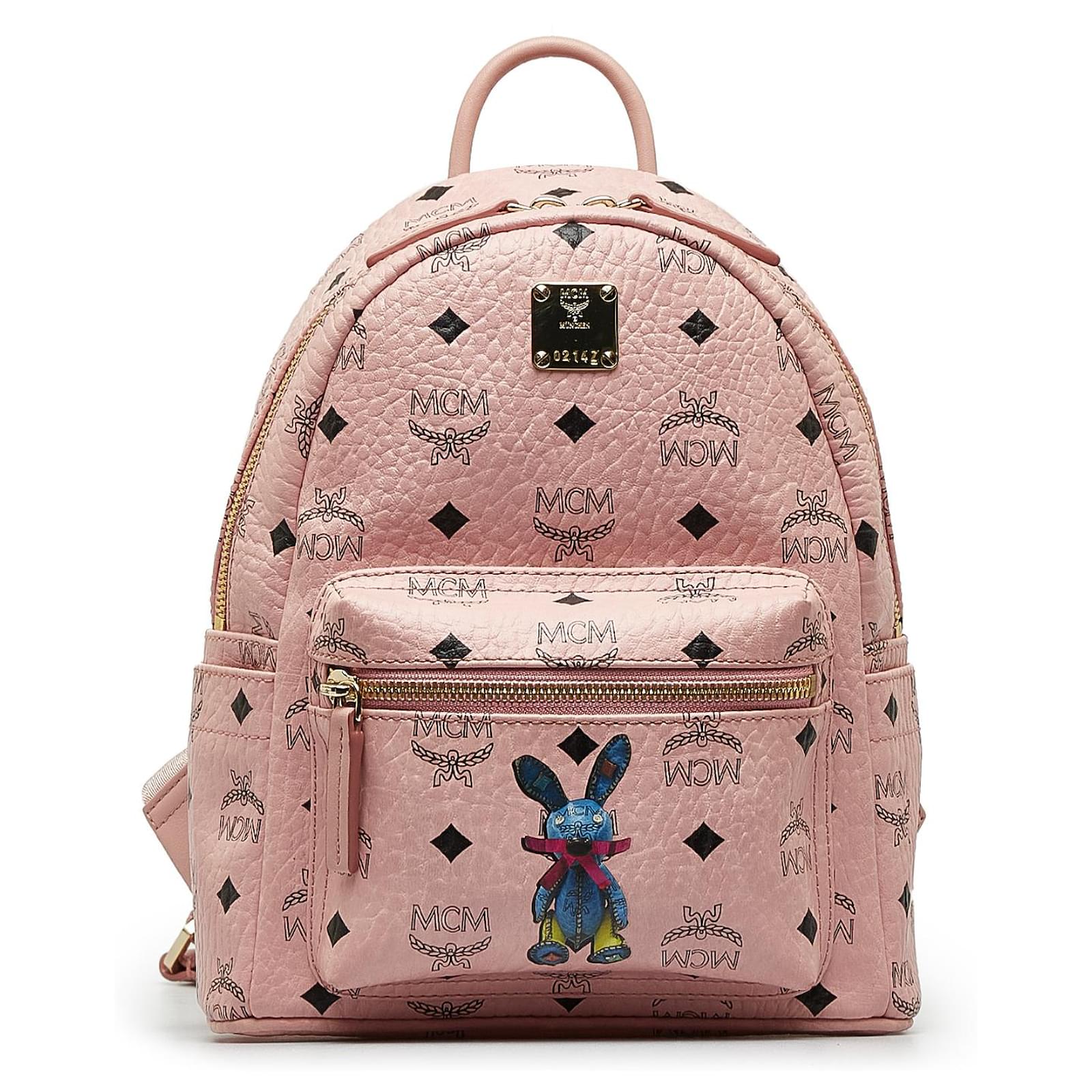 MCM Pink Visetos Stark Rabbit Backpack Cloth Cloth ref.1057352 - Joli ...