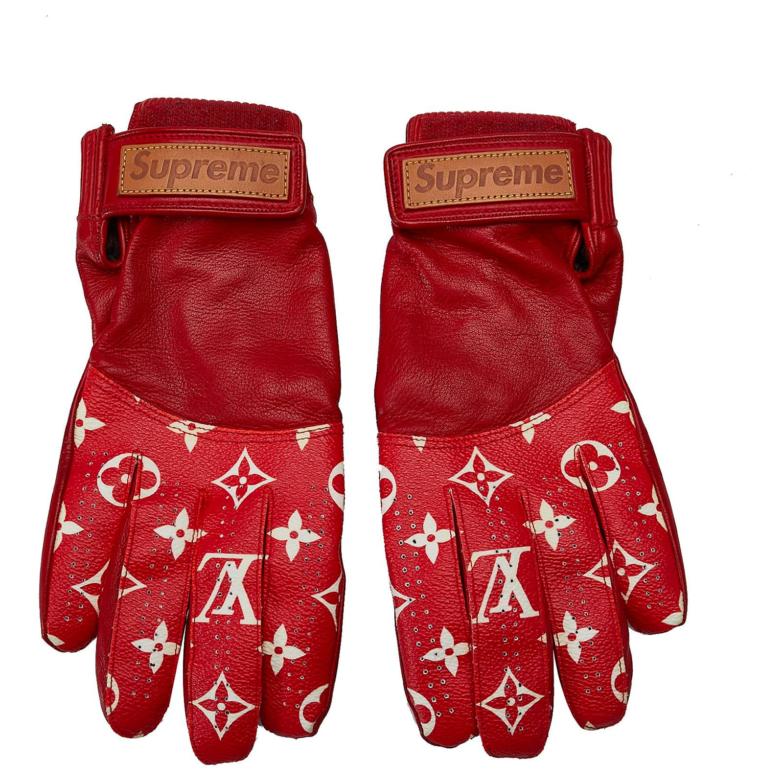 Louis Vuitton Red Louis Vuitton x Supreme Baseball Gloves Leather Cloth ...