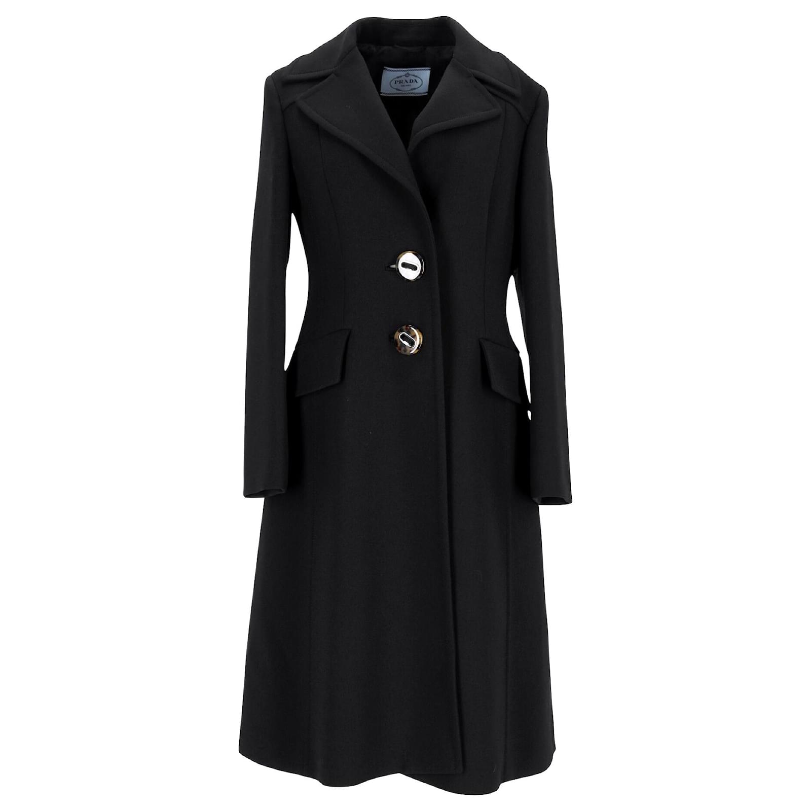 Prada Long Coat in Black Virgin Wool ref.1057641 - Joli Closet