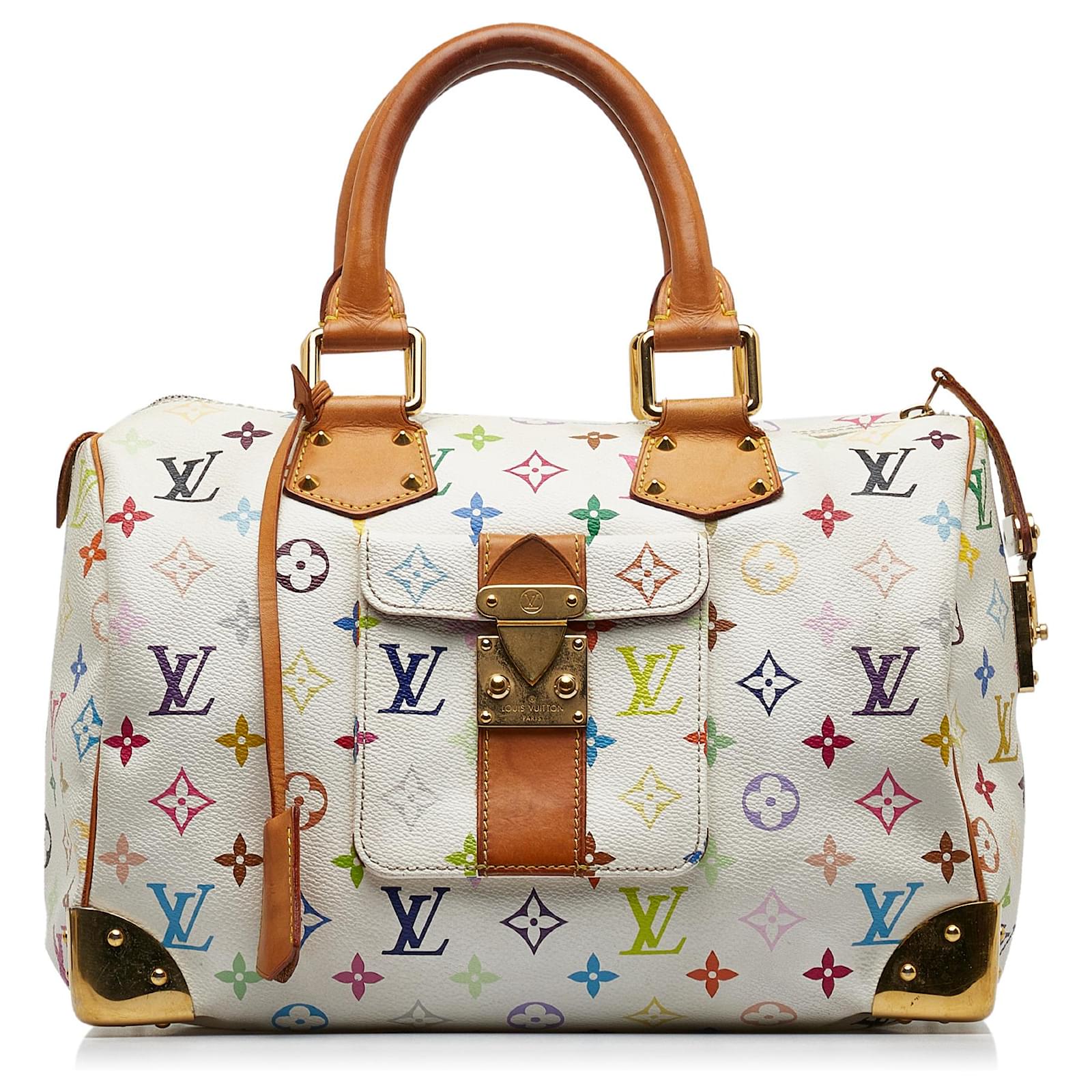 Louis Vuitton White Monogram Multicolore Speedy 30 Leather Cloth ref ...