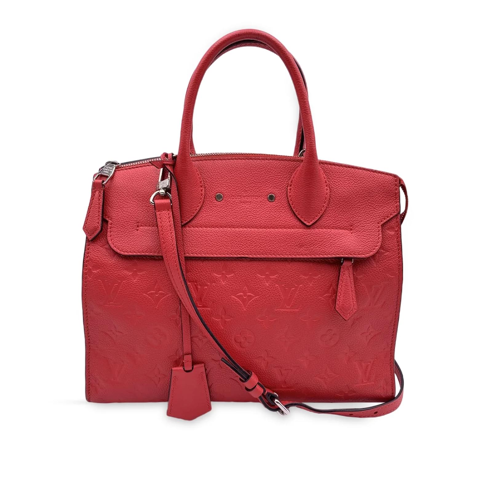 Louis Vuitton Red Monogram Empreinte Leather Pont Neuf MM Bag ref ...