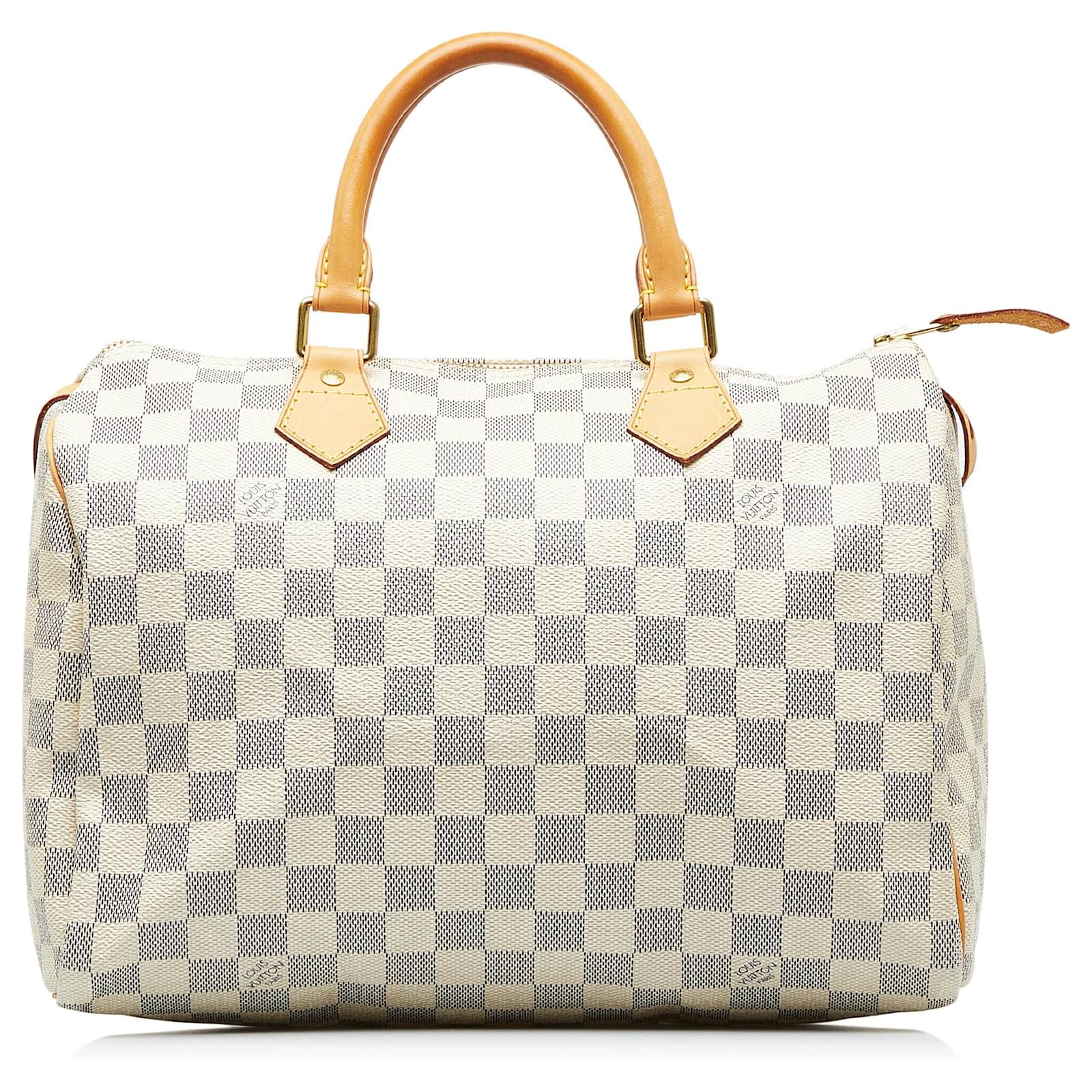 Louis Vuitton White Damier Azur Speedy 30 Leather Cloth ref.JC1059491 ...