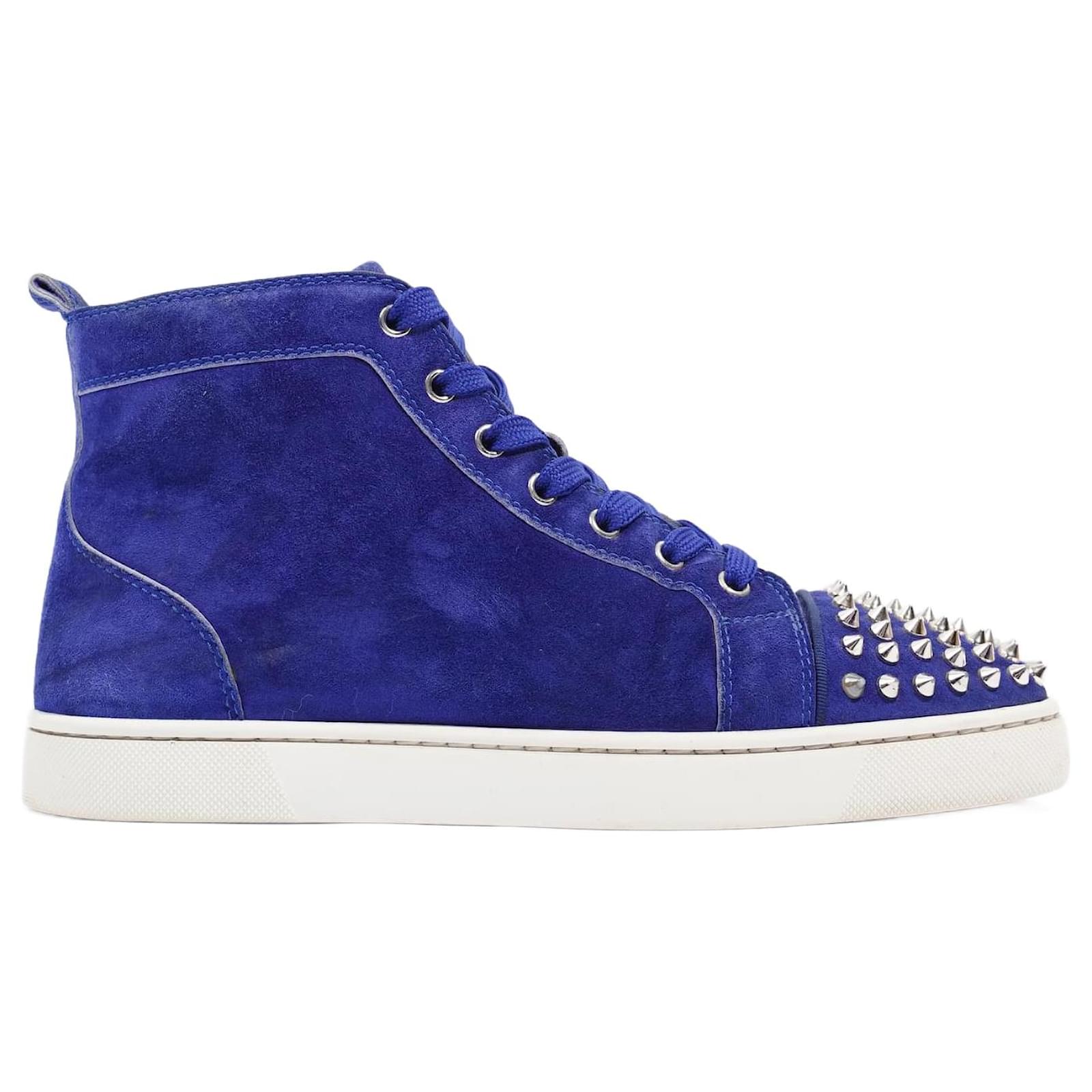 Christian Louboutin Lou Spikers Orlato Blue / White Suede EU 41 Uk 7 ...