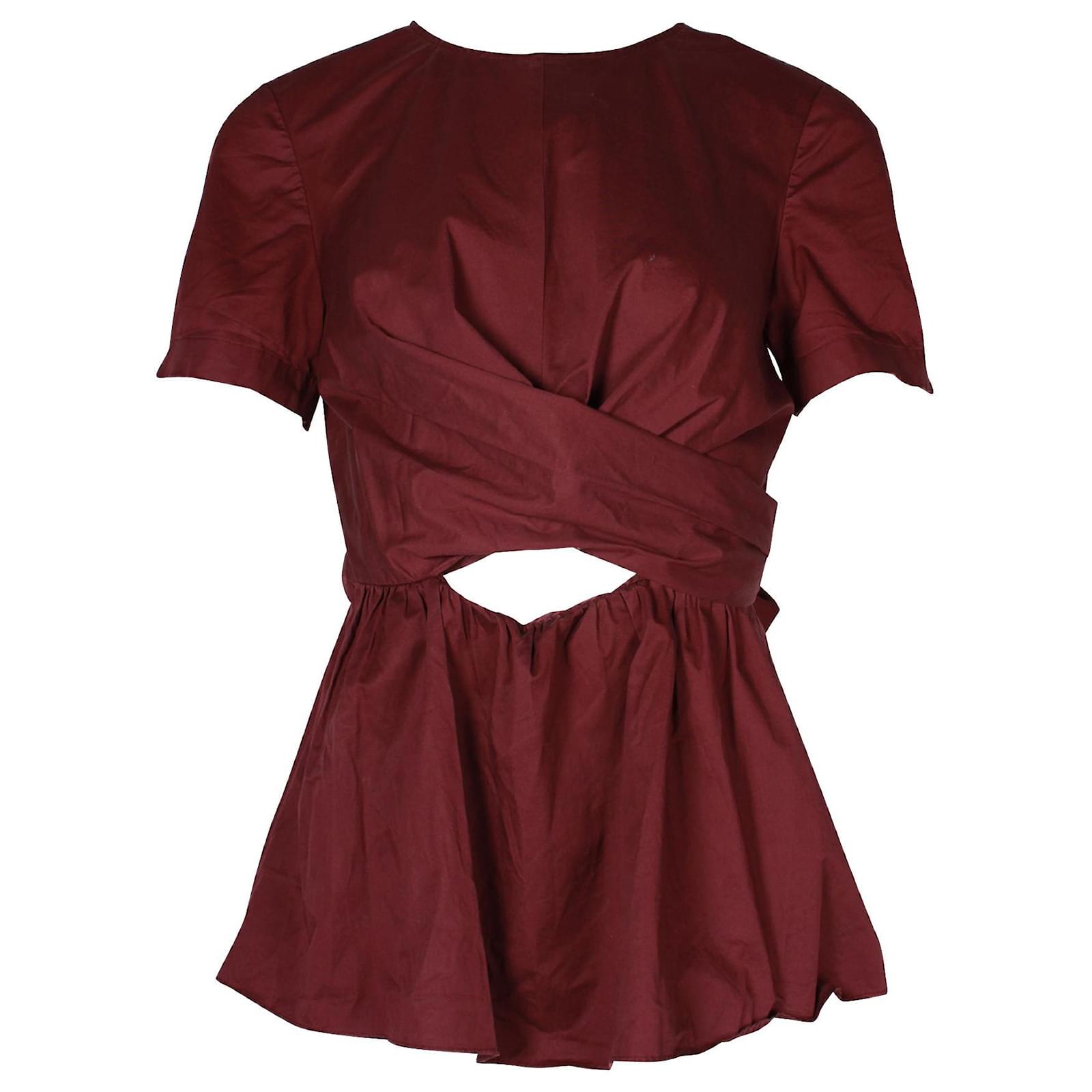 Diane Von Furstenberg Maroon Wrap Design Top Red Cotton ref.1060698 ...