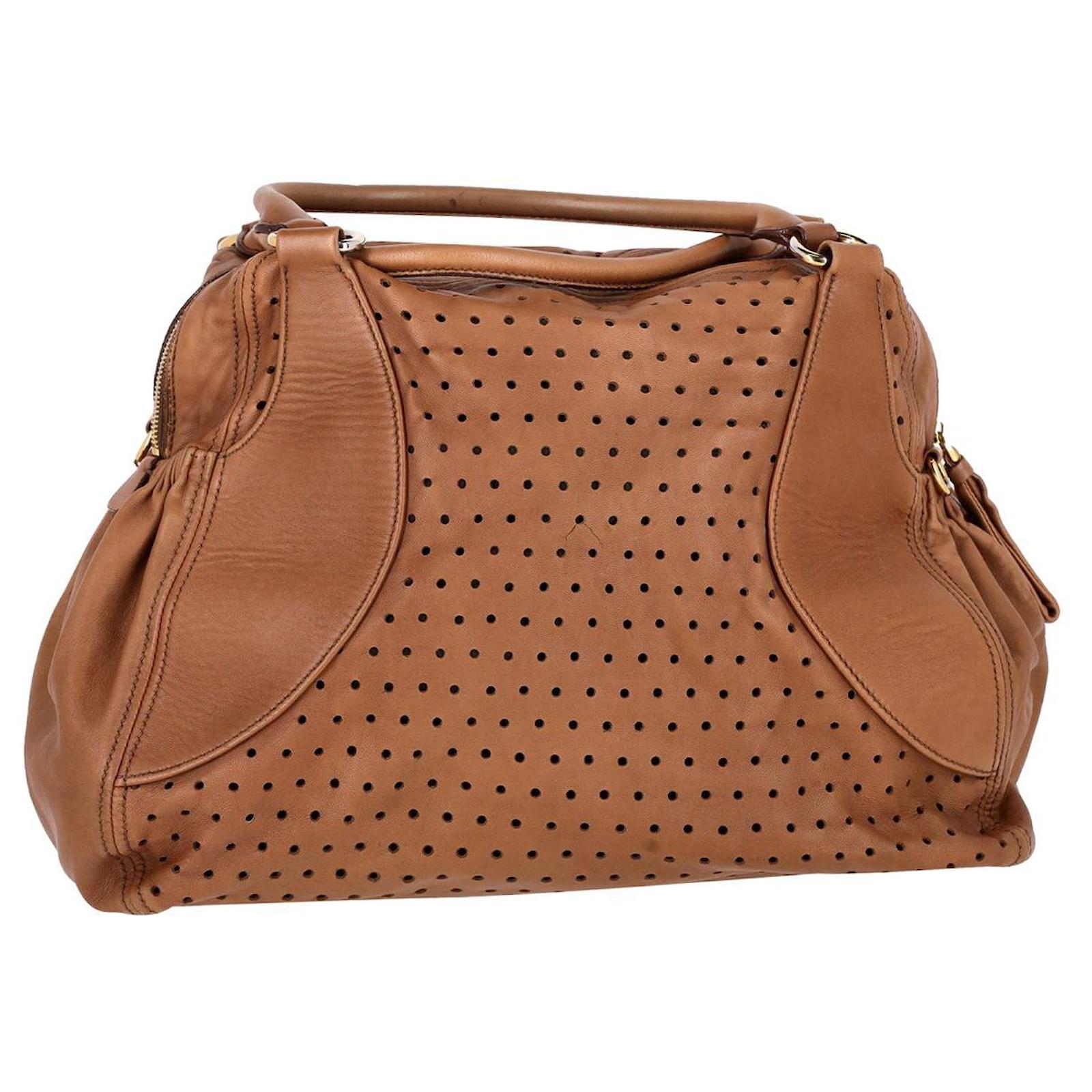 Miu Miu Perforated Bowler Bag in Brown Leather ref.1062821 - Joli Closet