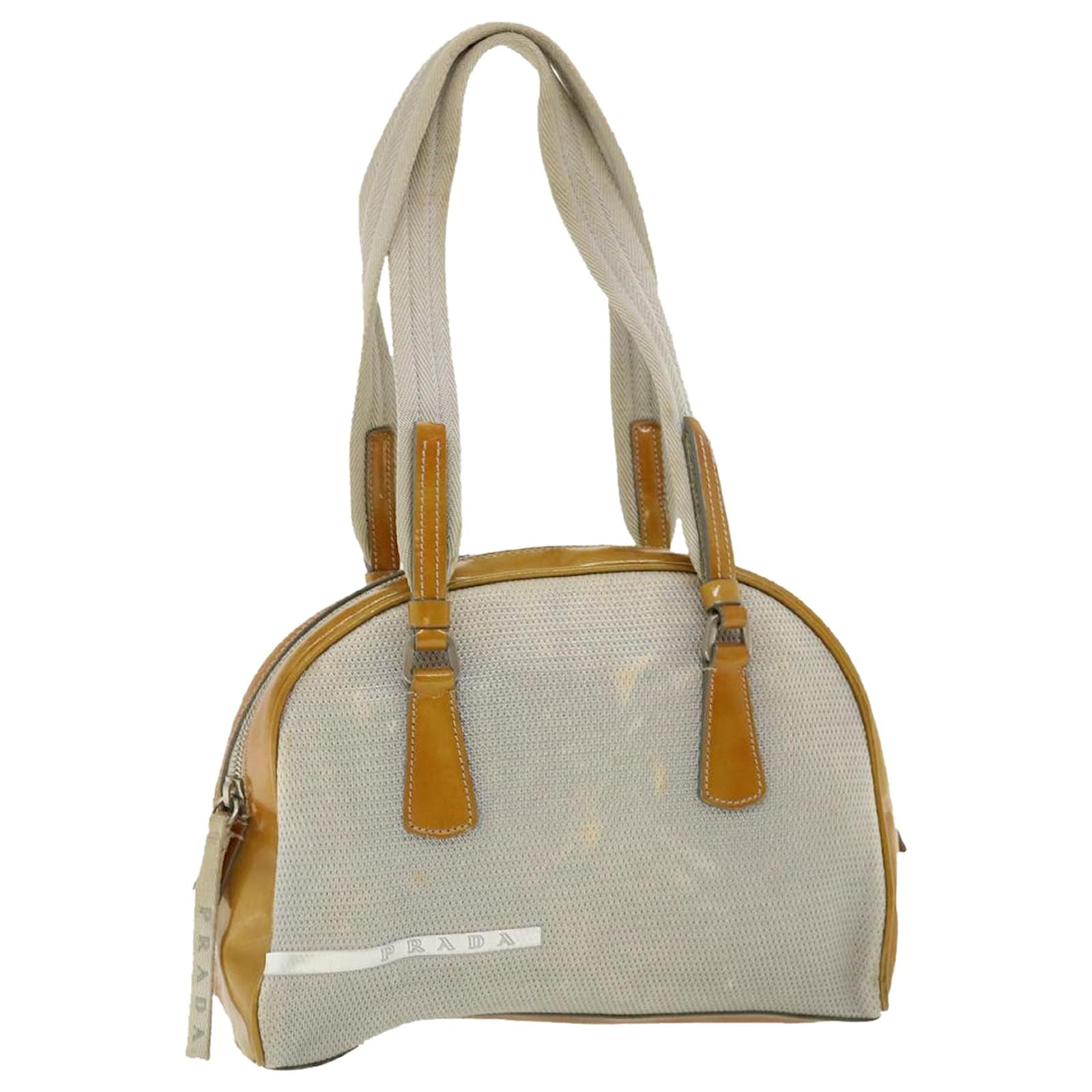 PRADA PRADA Sports Shoulder Bag Patent Leather Silver Auth cl293 ...