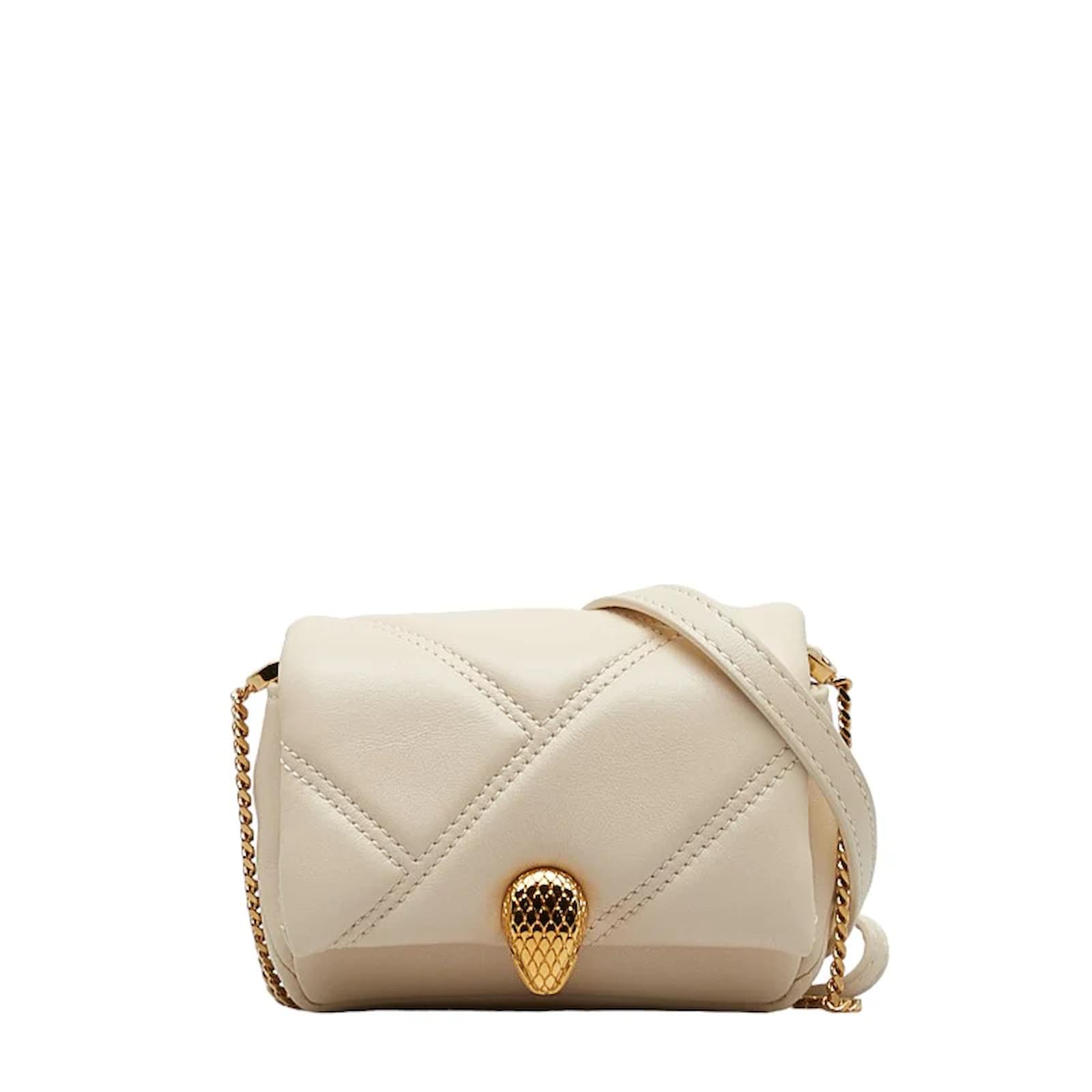 Bulgari Serpenti Cabochon Micro Bag 291718 White Leather Pony-style ...