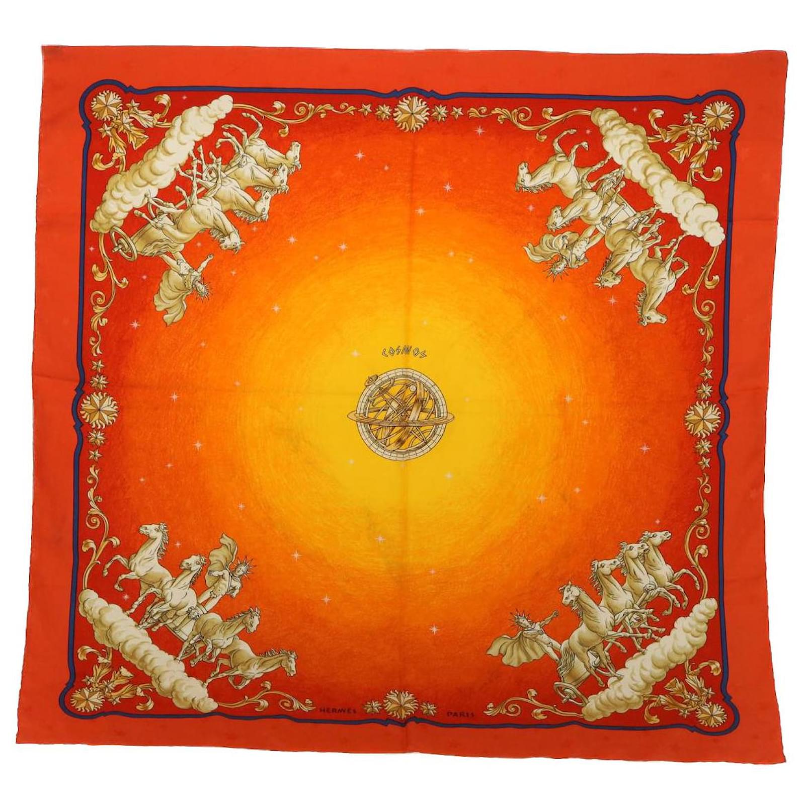 Hermès HERMES CARRE 90 COSMOS Scarf Silk Orange Auth 53775 ref.1064509 ...