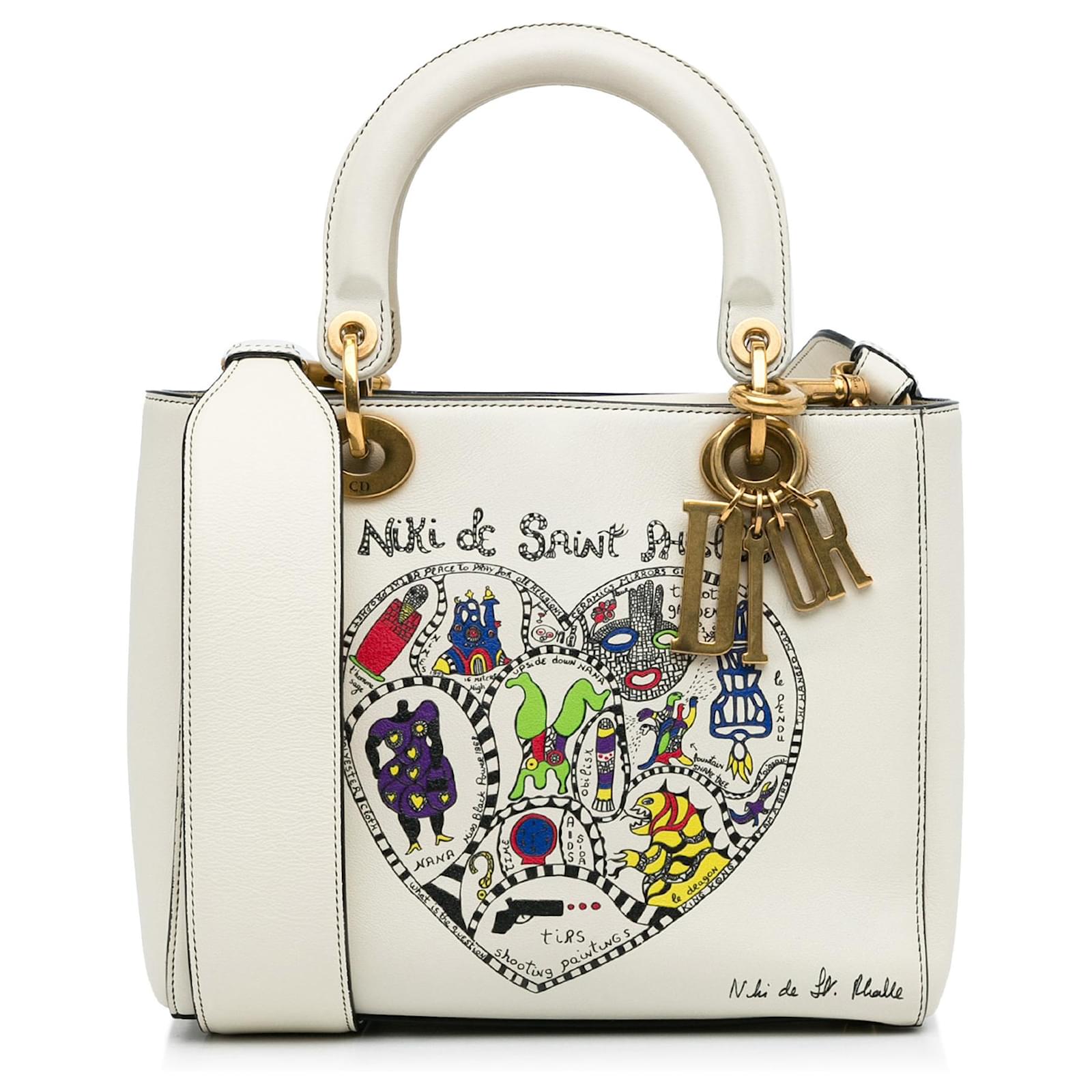 Dior White Medium Niki De Saint Phalle Lady Dior Weiß Leder ...