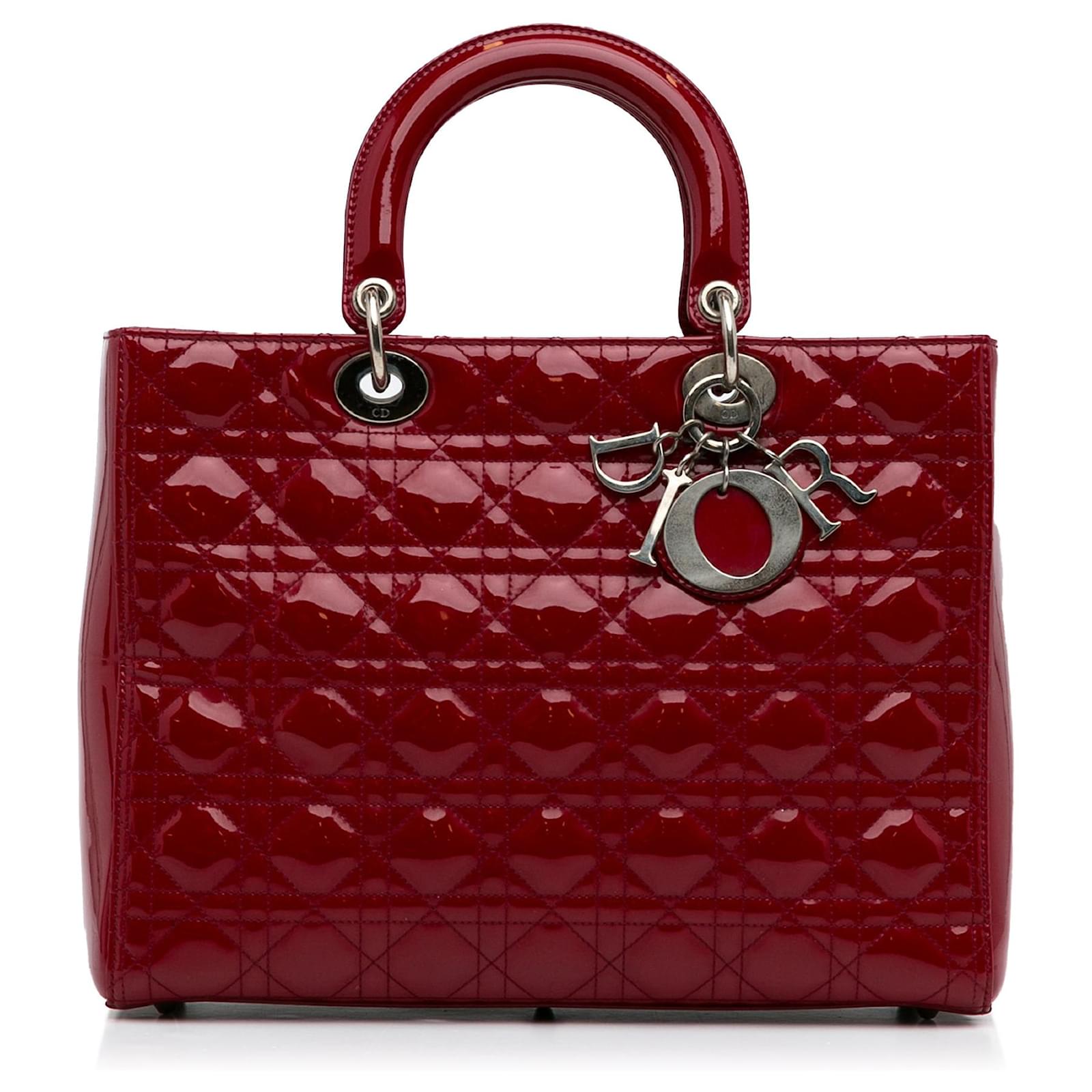 Dior Rouge Grand Cannage Verni Lady Dior Cuir Cuir vernis ref.1065755 ...