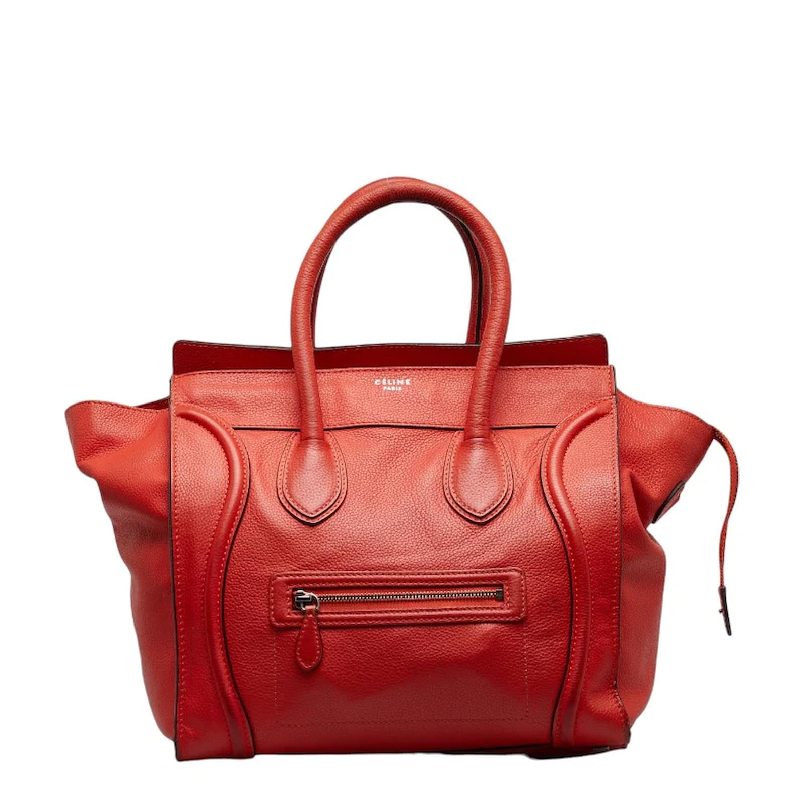 Celine Celine Luggage Mini Shopper Leather Handbag 165213 Orange ref.1066019 Joli Closet
