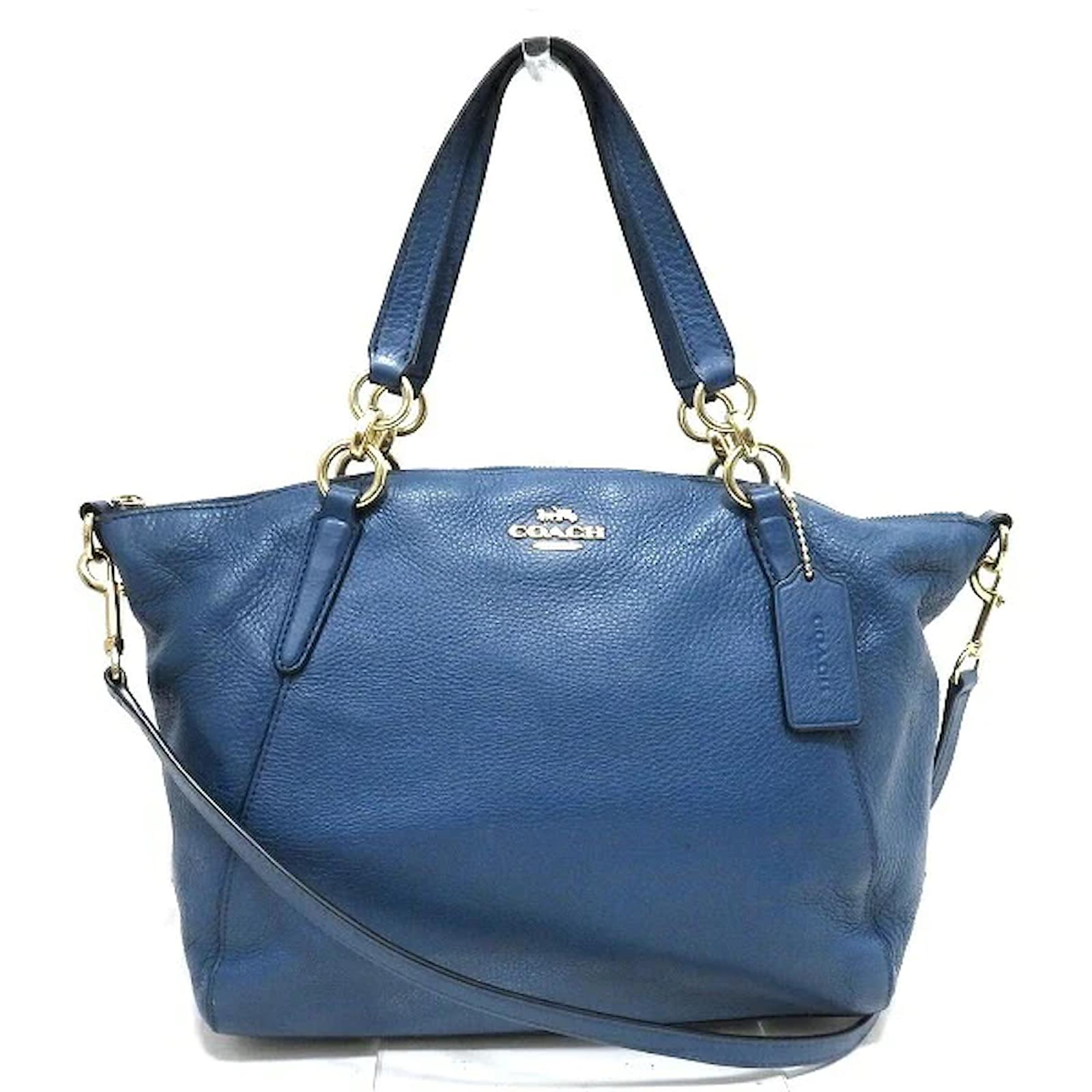 Coach Kelsey Pebble Tote Bag F26917 Blue Leather Pony-style calfskin ...