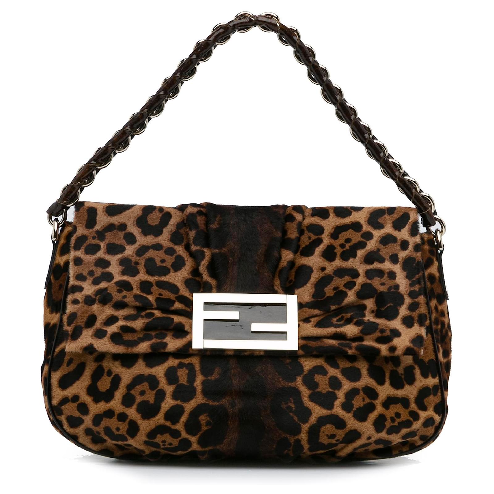 Fendi Brown Leopard Print Pony Hair Mia Shoulder Bag ref.1066916 - Joli ...