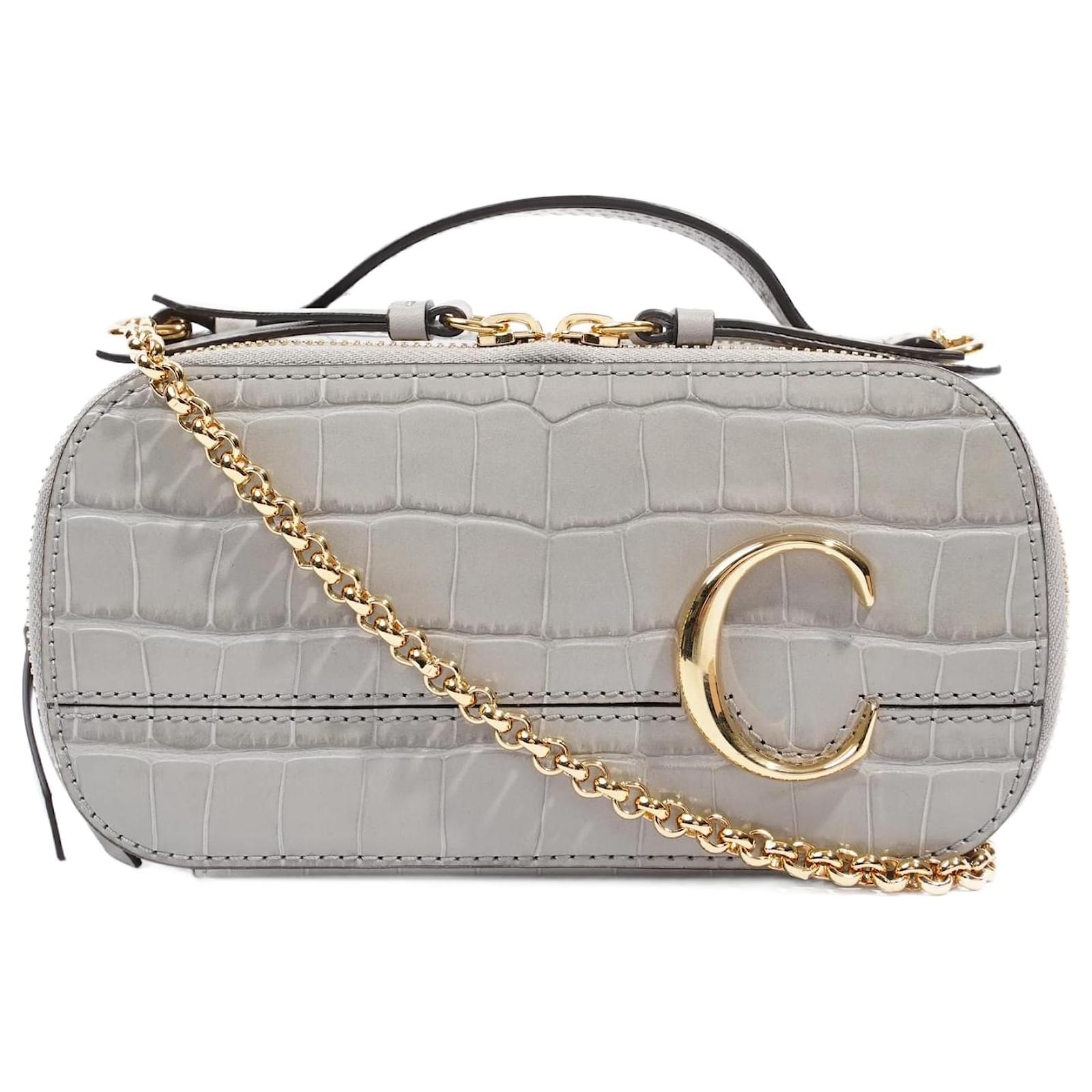 Chloé Chloe C Vanity Bag Grey Embossed Leather Mini ref.1067618 - Joli ...