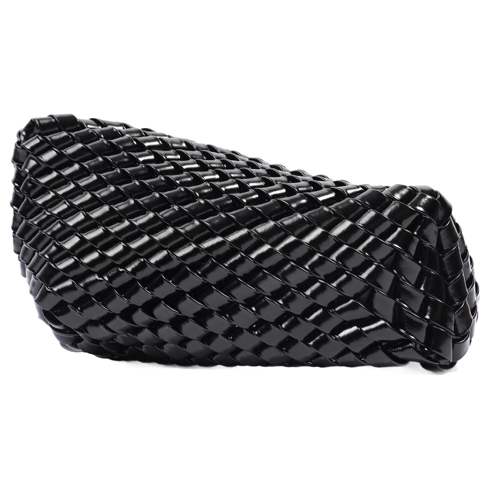 Bottega Veneta Nappa Intrecciato Slanted Clutch Fondant Black Patent ...