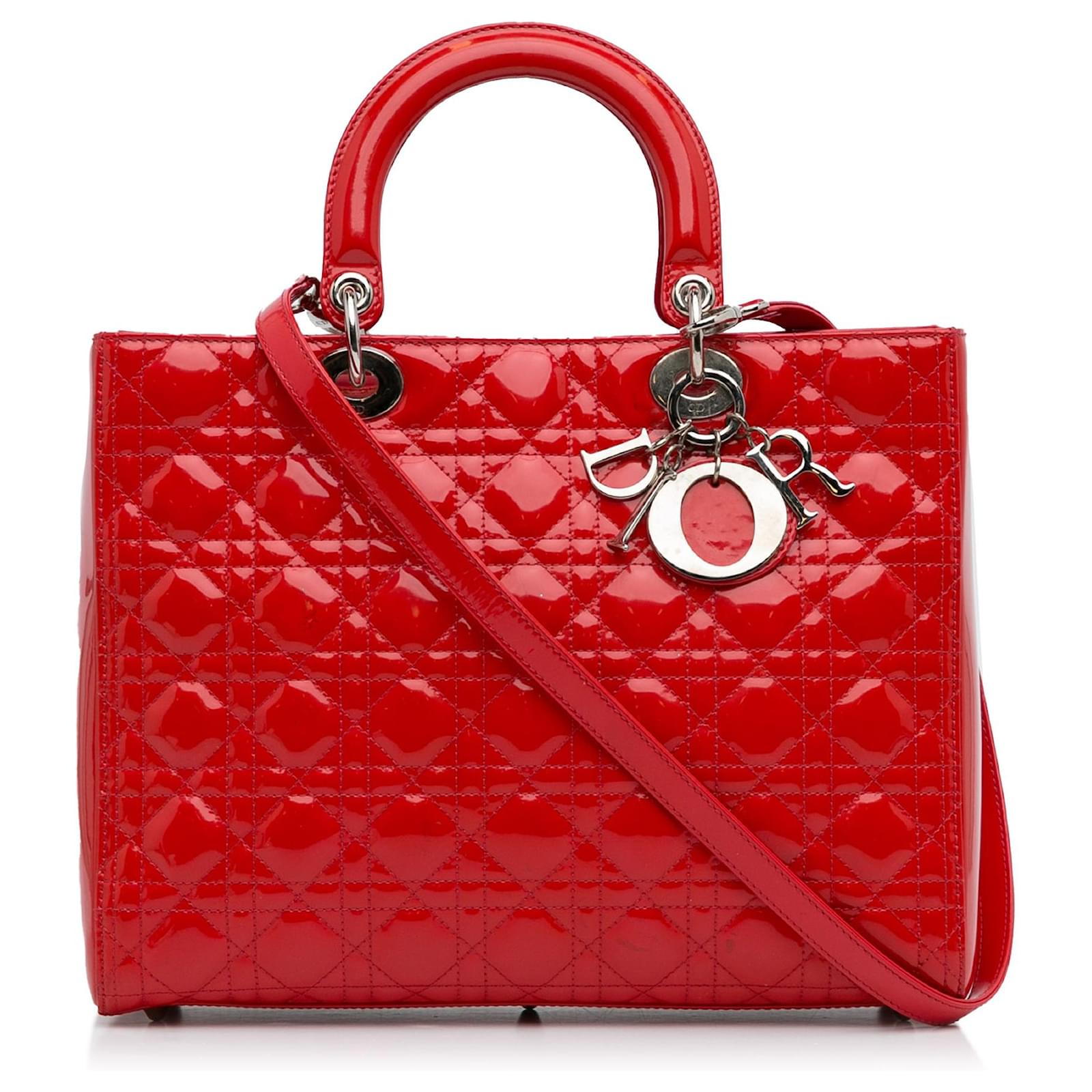 Dior Red Large Cannage Patent Lady Dior Leather Patent leather ref ...